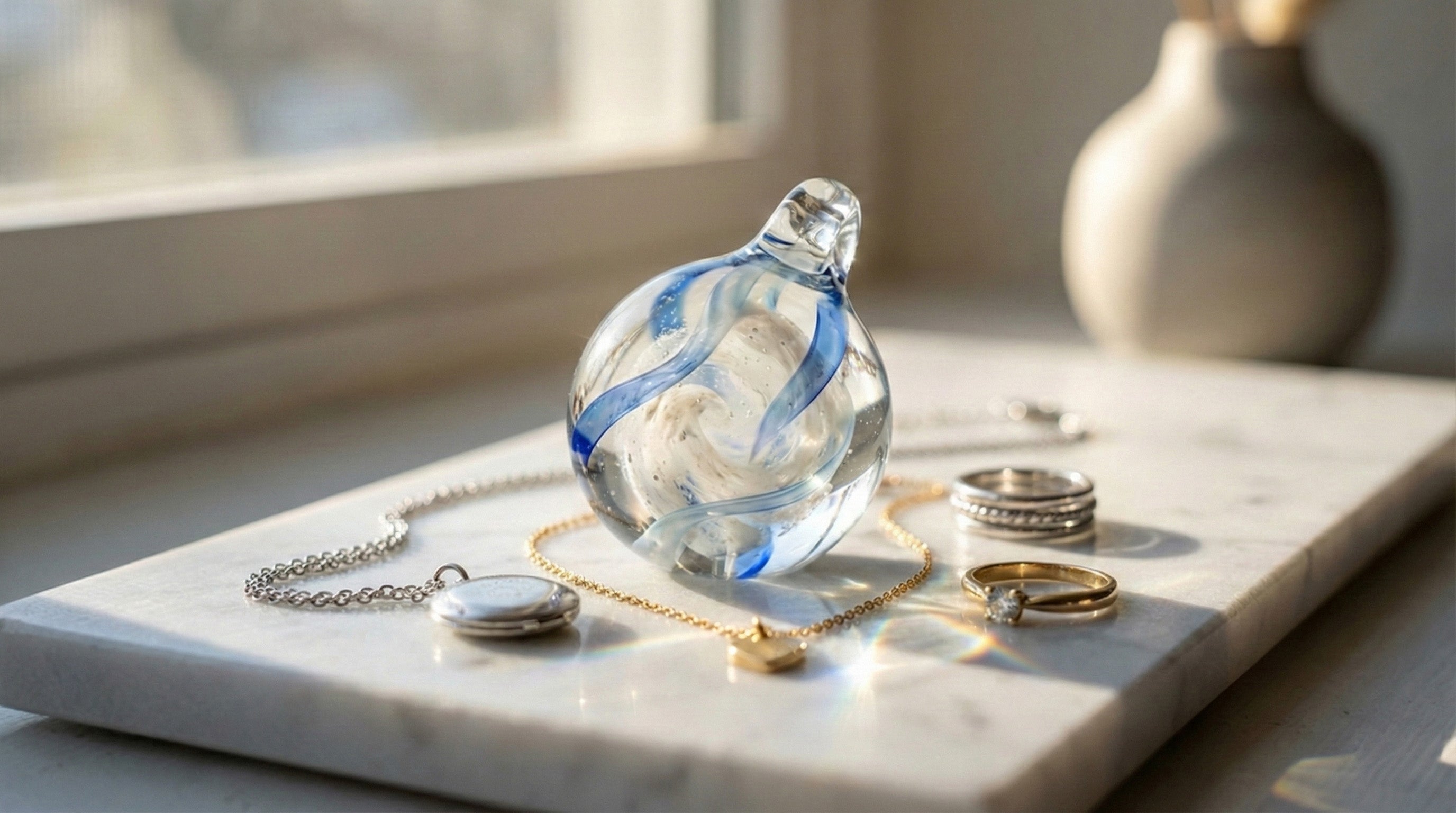 Cremation Jewelry Options: Necklaces, Rings, Ash-in-Glass, and Memoria ...