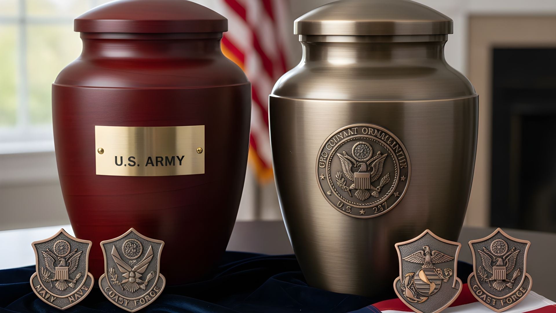 Military and Veteran Cremation Urns: VA Commemorative Urn/Plaque, Bran ...
