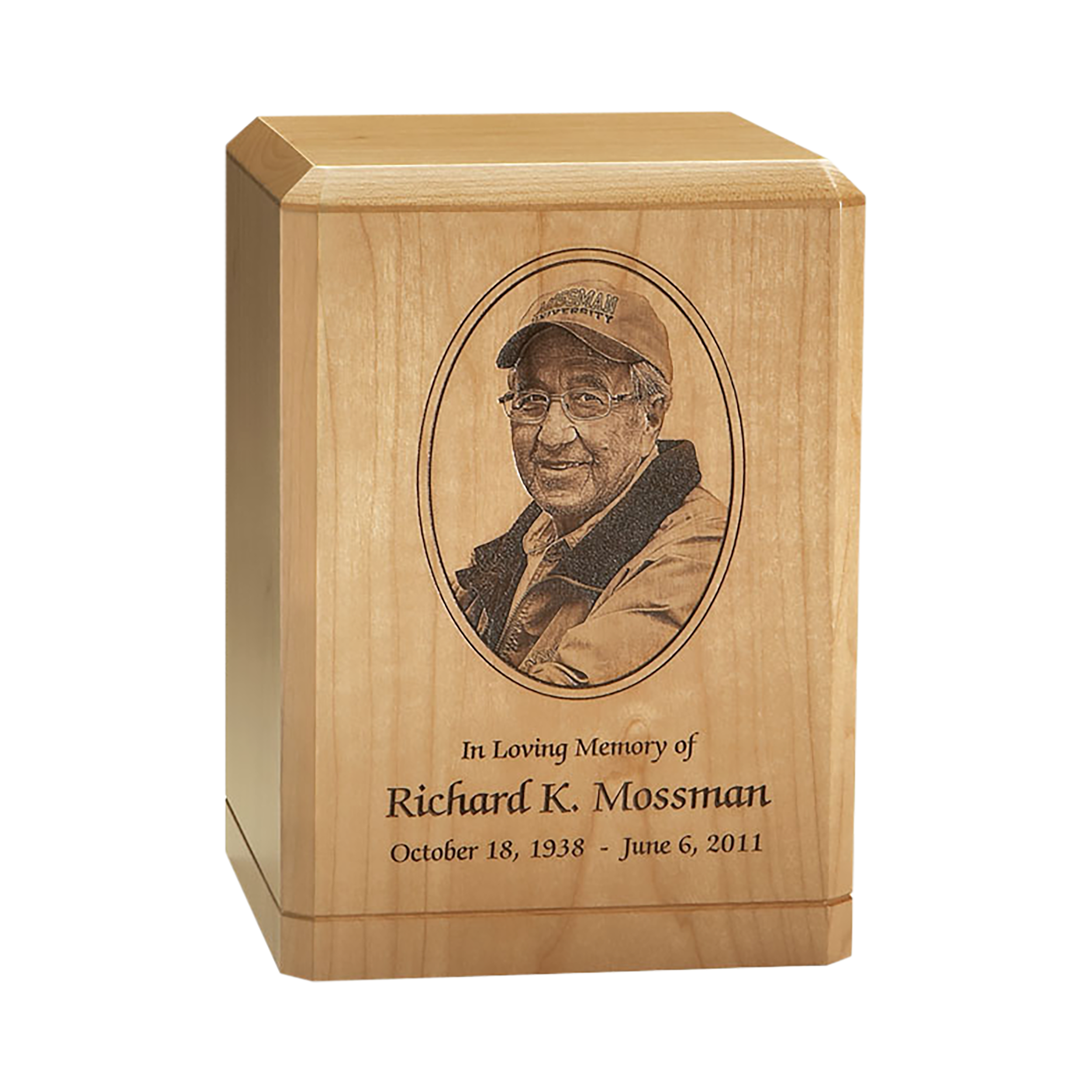 Vertical Classic Adult Engraved Custom Photo Wooden Cremation Urn ...