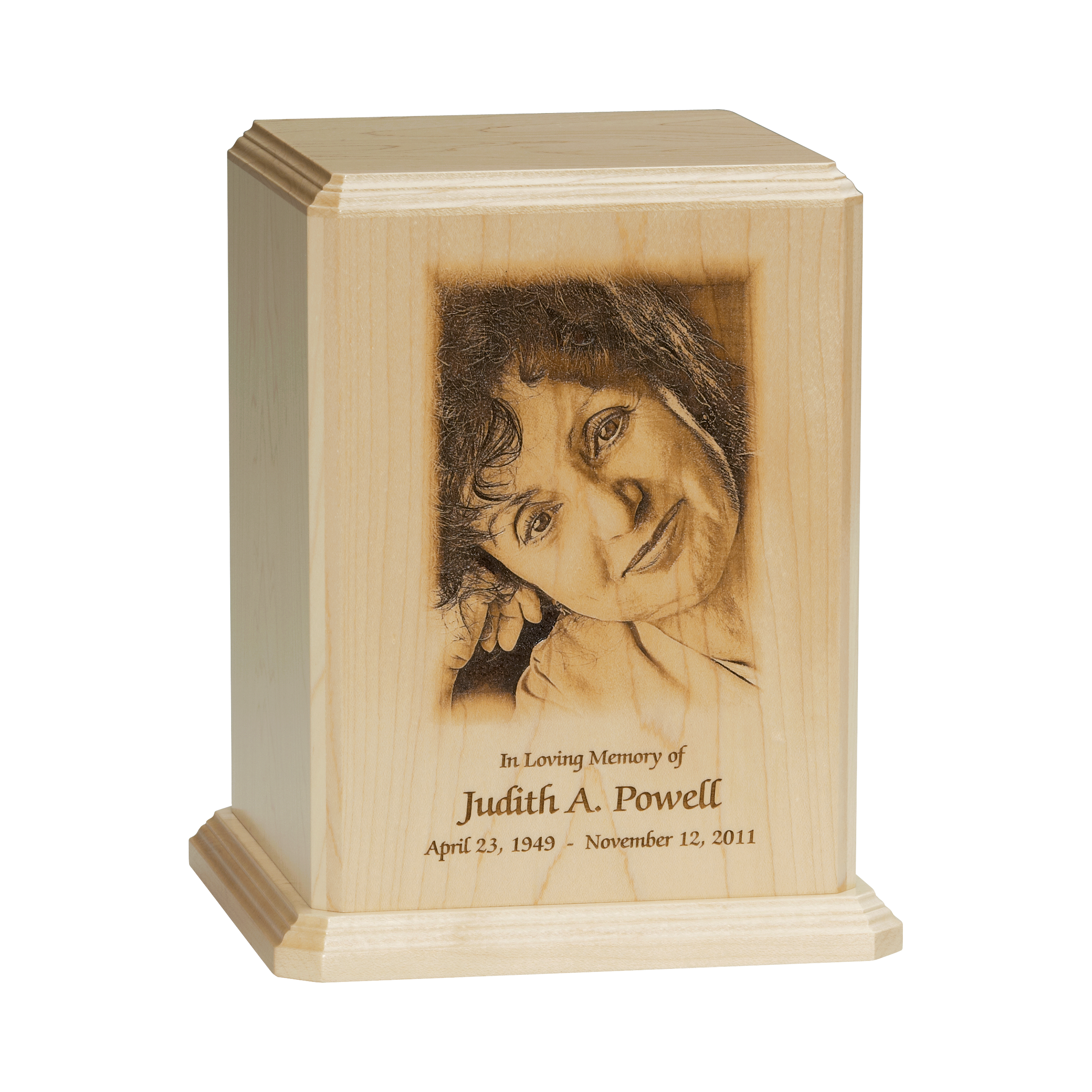 Premier Adult Laser Engraved Custom Photo Wooden Cremation Urn ...