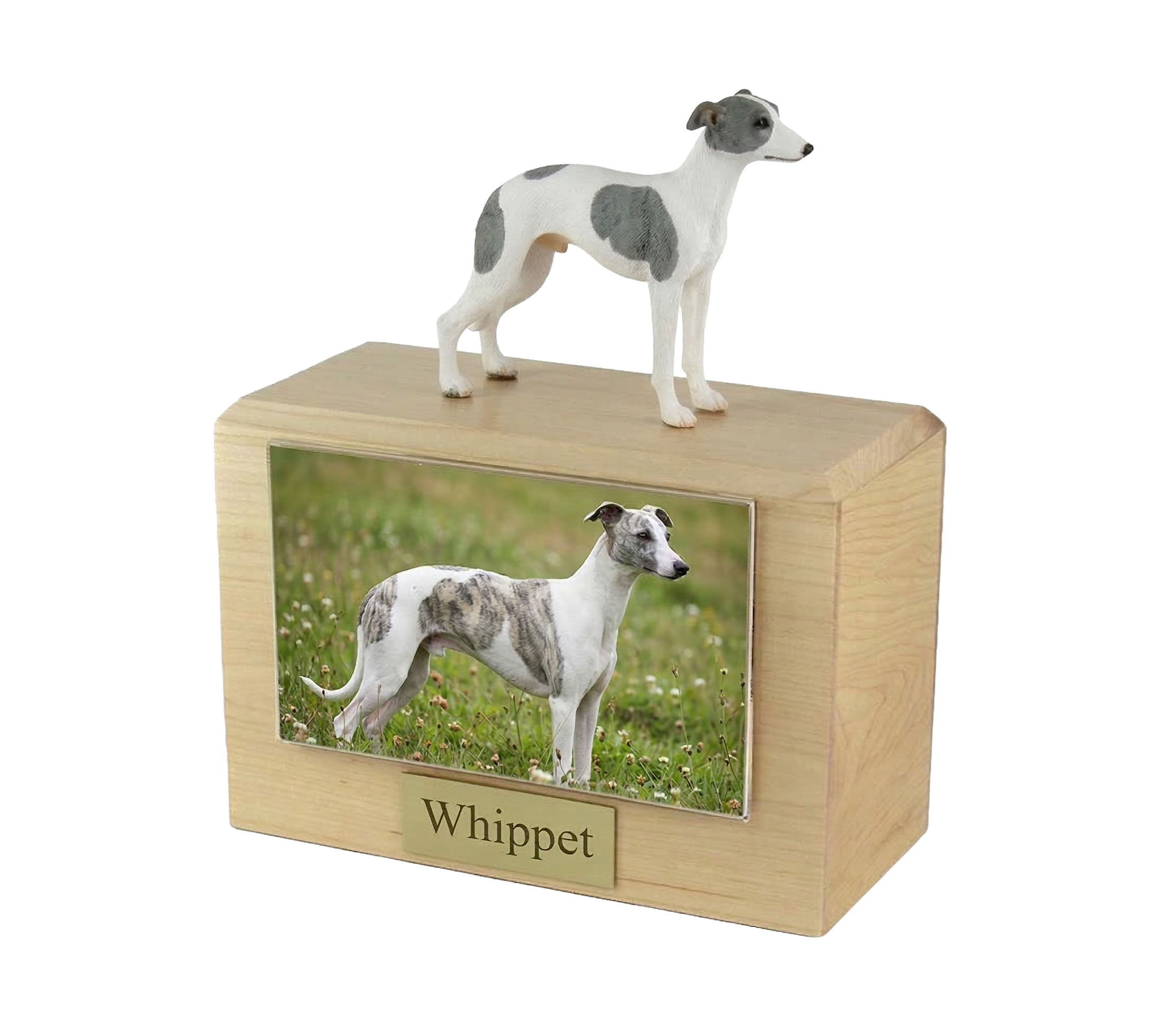 Urna de madera para mascotas con figura de terrier escocés sentado y ...