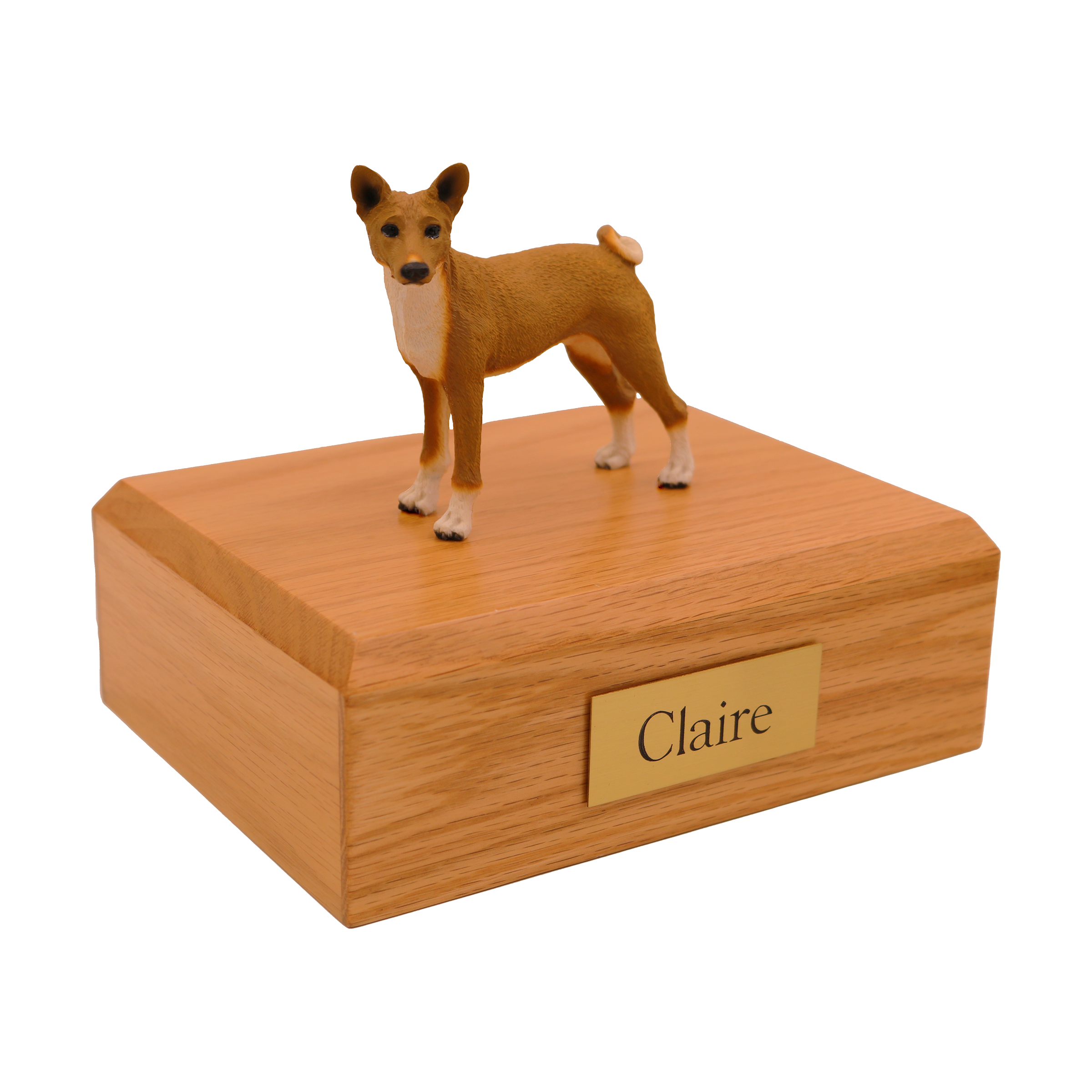 Basenji Standing Figurine Pet Urn | Resin & Hardwood Memorial | Funeral ...