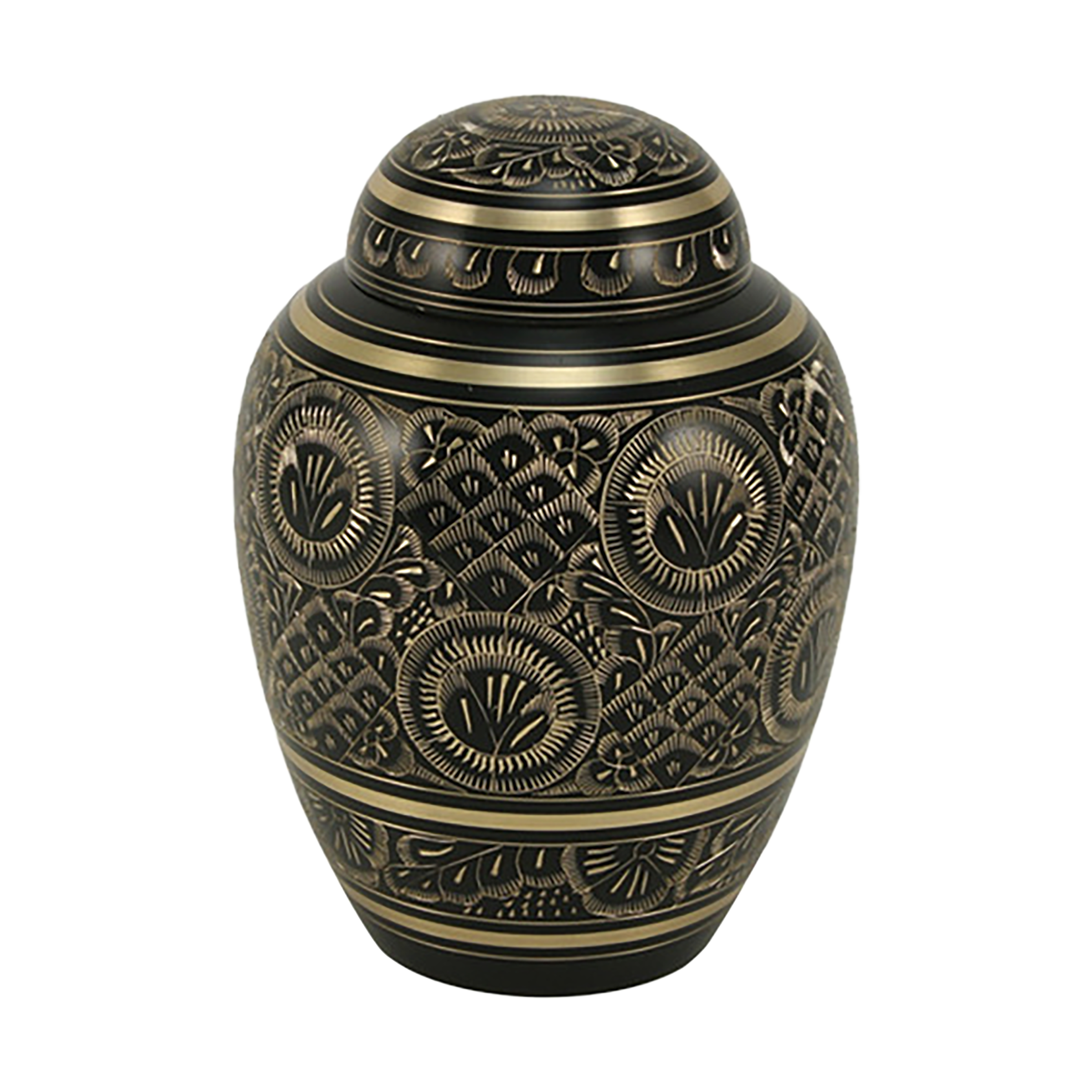 Ornate Black Brass Cremation Urn | Large Size | Funeral.com, Inc.