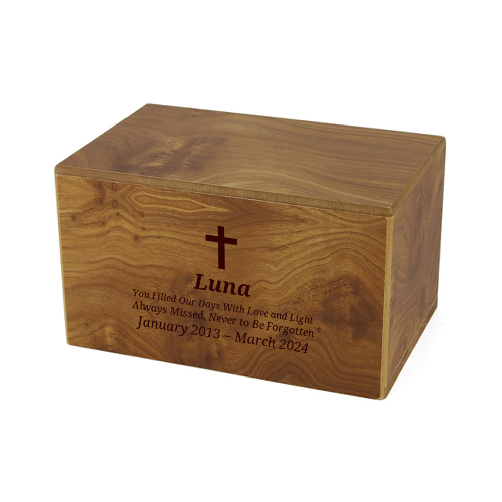 Natural MDF Woodgrain Box Extra Large Pet Cremation Urn | 125 Cu In ...