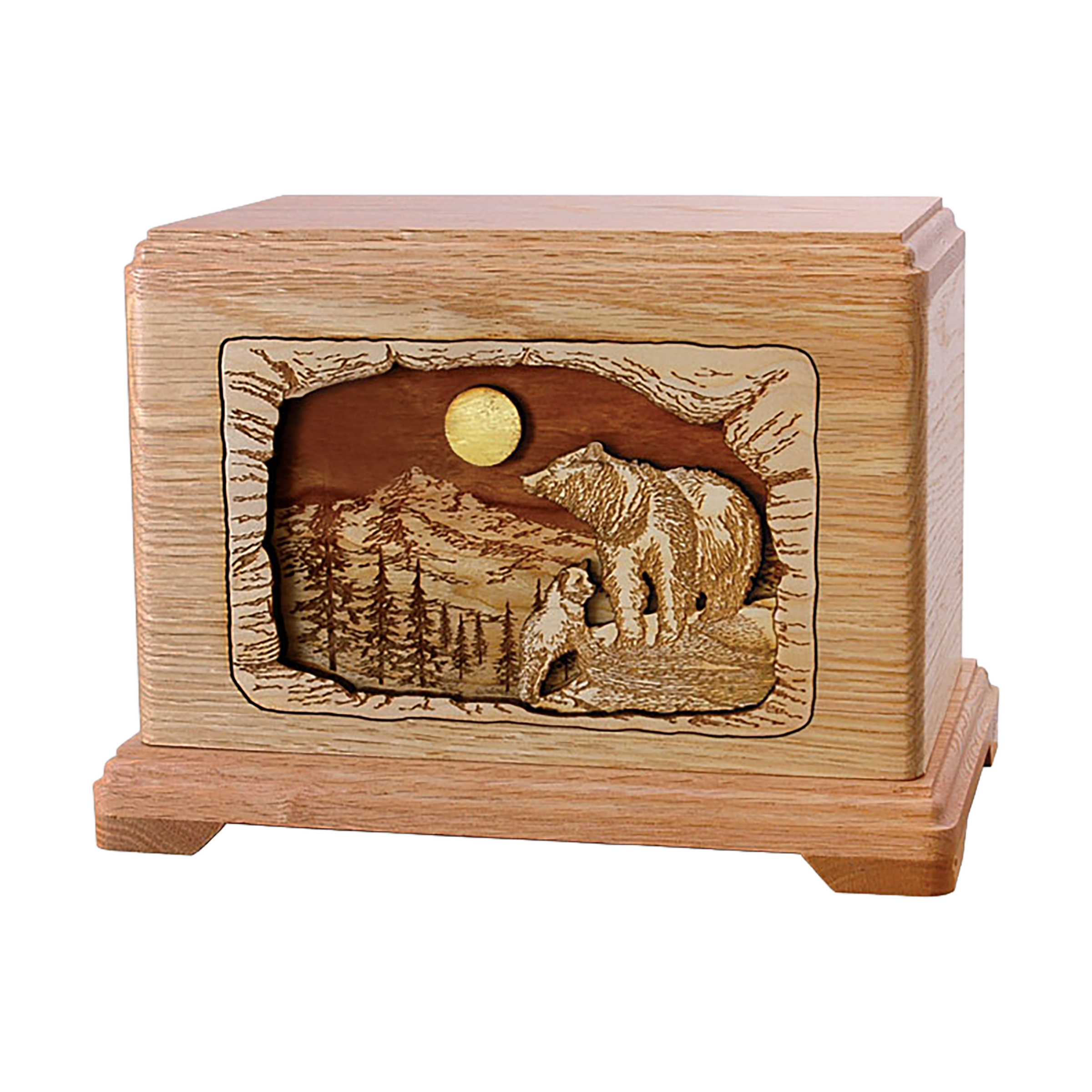 Wooden Hampton Style Cremation Urn with High Country Haven 3D Inlay De ...