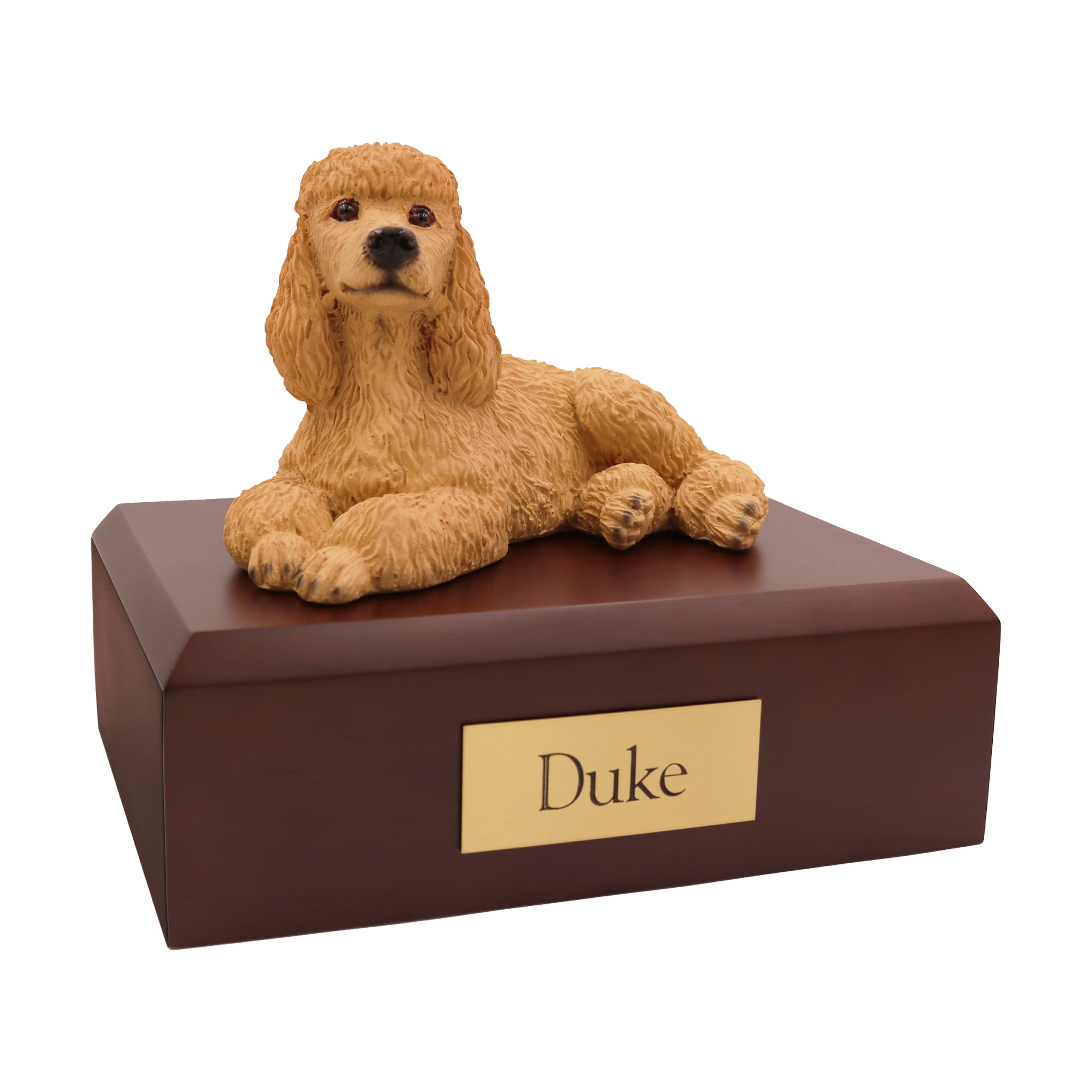 Apricot Poodle Figurine Pet Cremation Urn | Resin & Hardwood Base ...