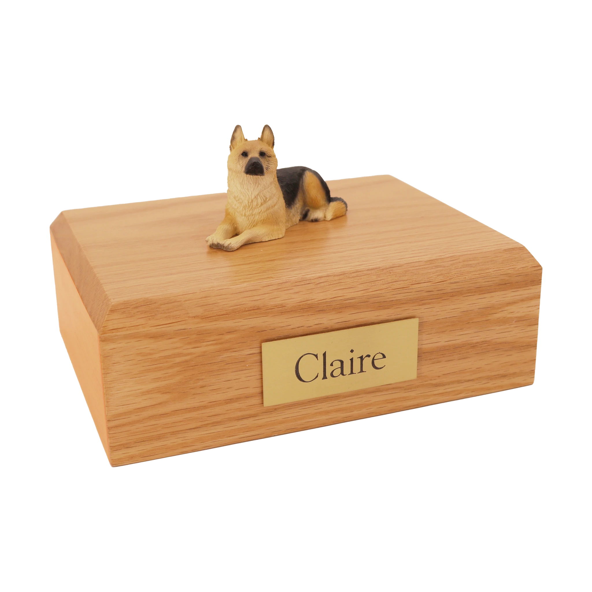 Black & Tan German Shepherd Pet Urn | Resin Figurine on Wood Base ...