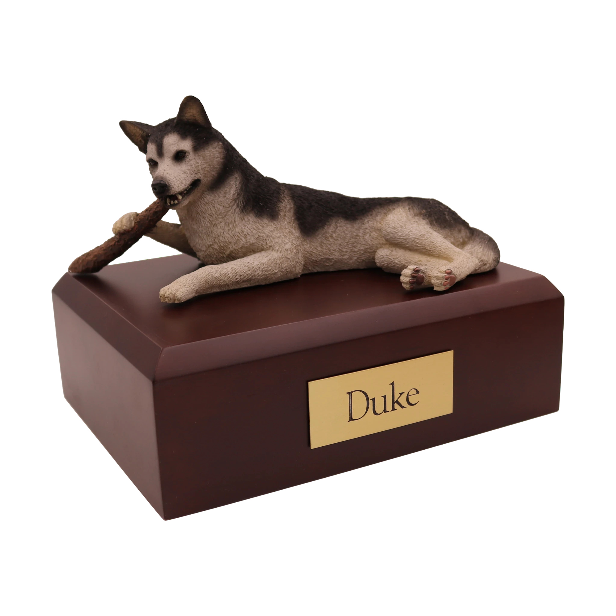 Black and White Husky Urn | Chewing Stick Figurine Pet Memorial ...