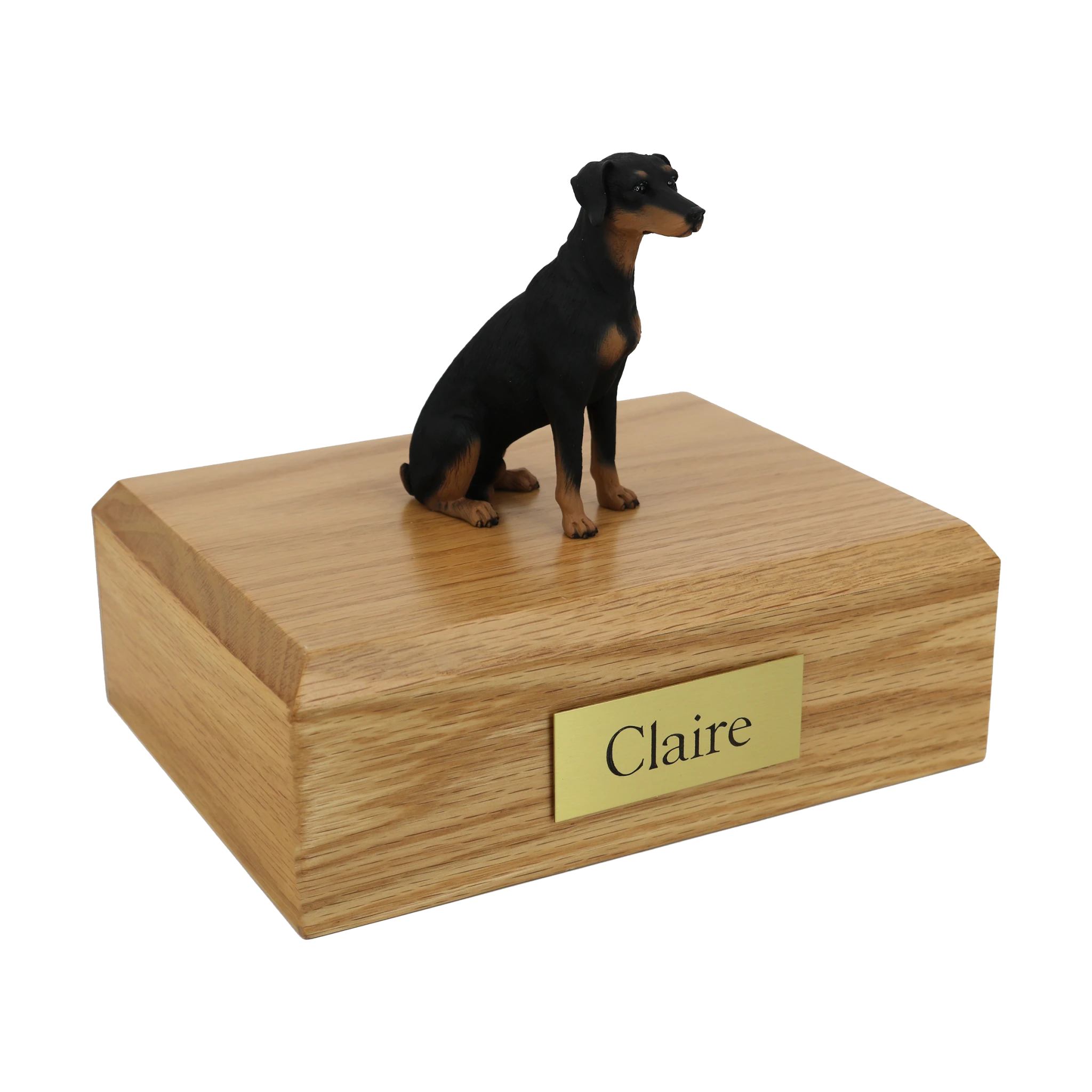 Black Doberman Ears Down Figurine Pet Cremation Urn | Resin and ...