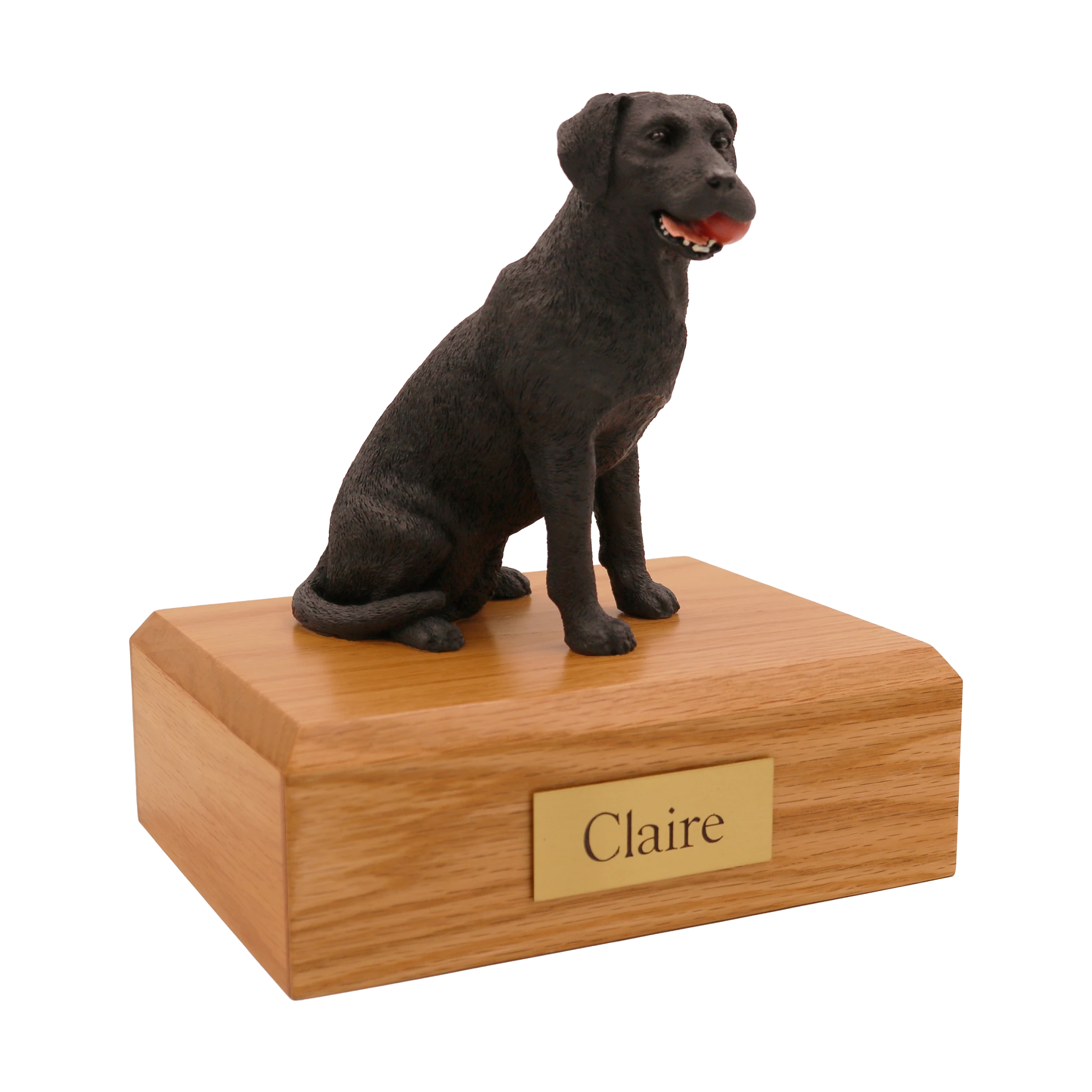 Black Labrador Figurine Urn | Sitting With Ball in Mouth Pet Memorial ...