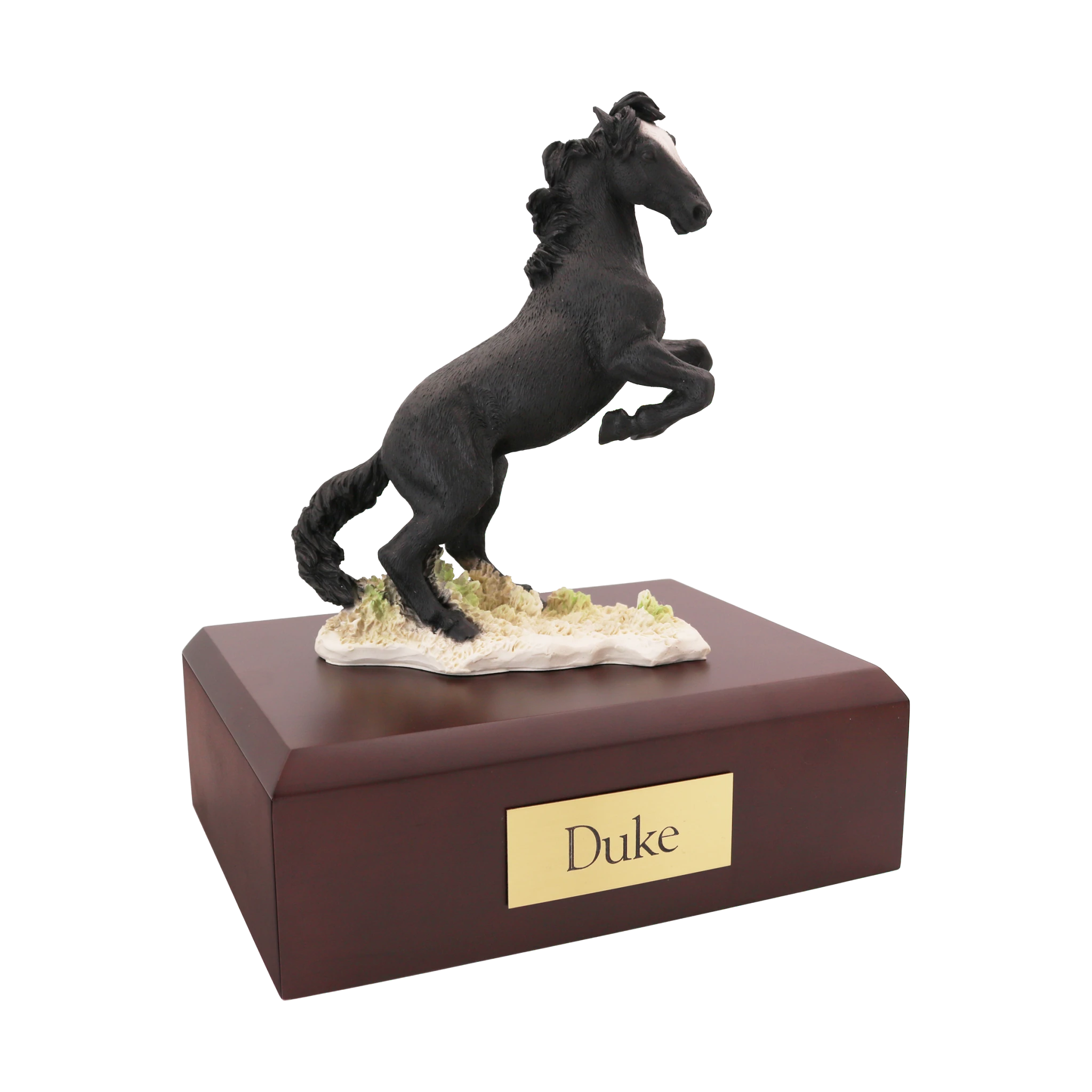 Black Mustang Horse Figurine Pet Cremation Urn | Hardwood Base ...