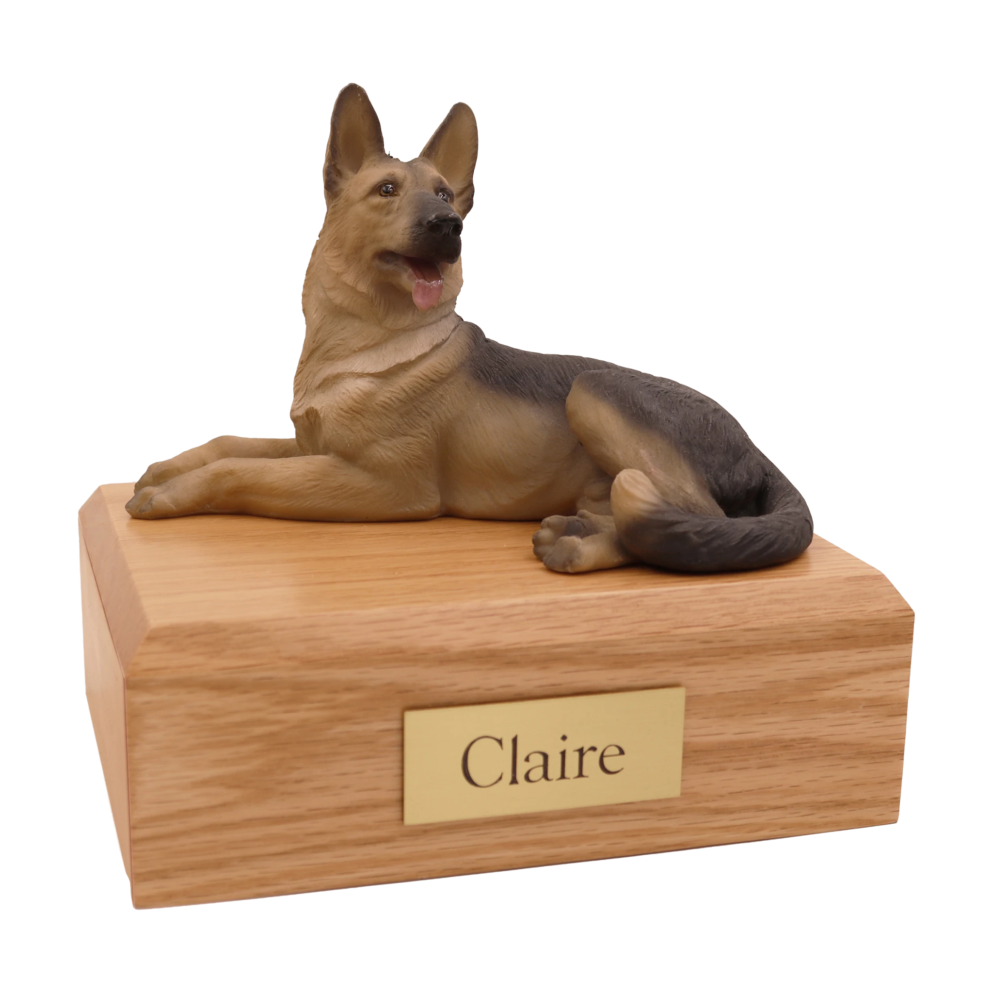 German Shepherd Figurine Pet Urn | Black & Tan Resin Memorial | Funeral ...