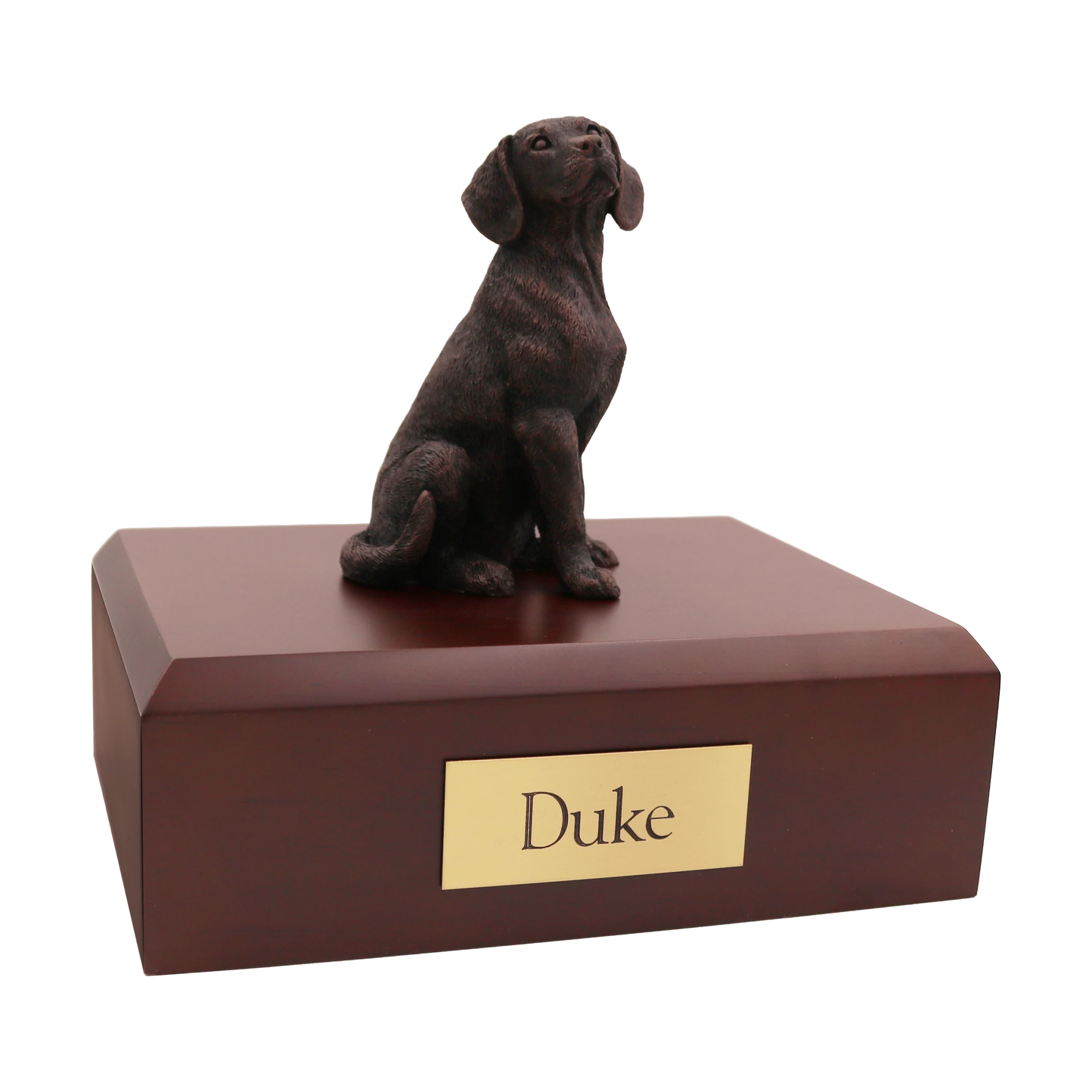Bronze Beagle Pet Cremation Urn | Maple Oak Walnut Base | Funeral.com, Inc.