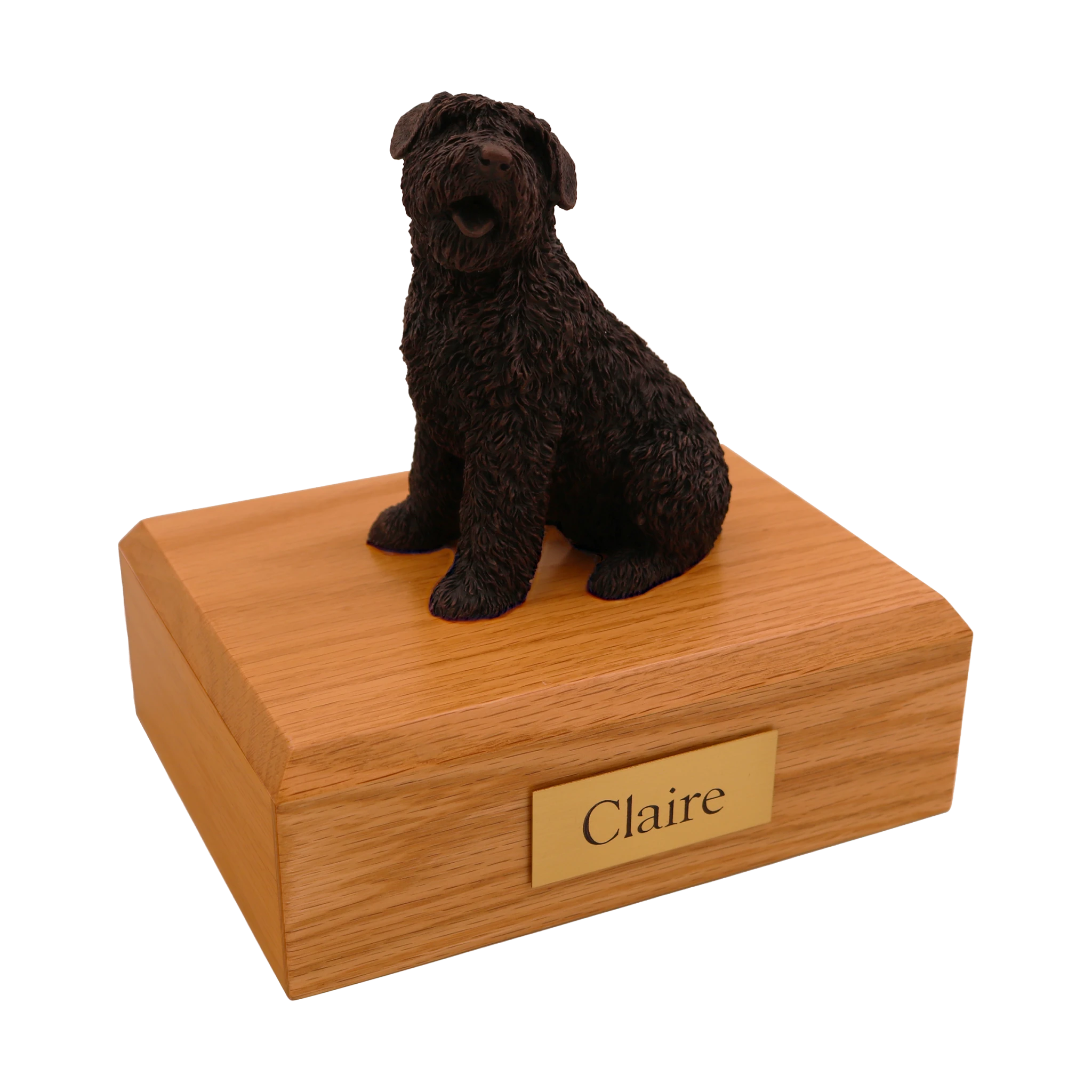 Bronze Bouvier Pet Cremation Urn | Maple Oak Walnut Base | Funeral.com ...