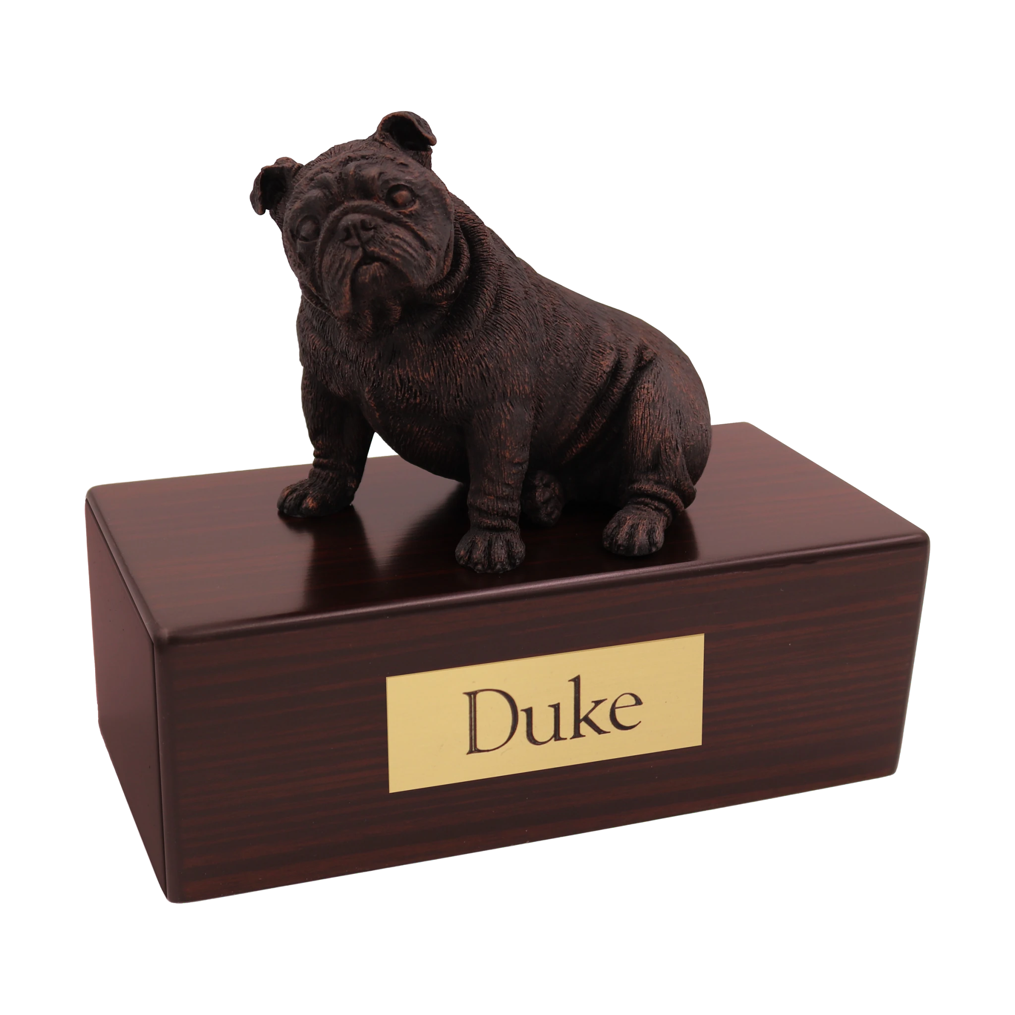 Bronze Bulldog Figurine Cremation Urn | Resin & Hardwood | Funeral.com ...