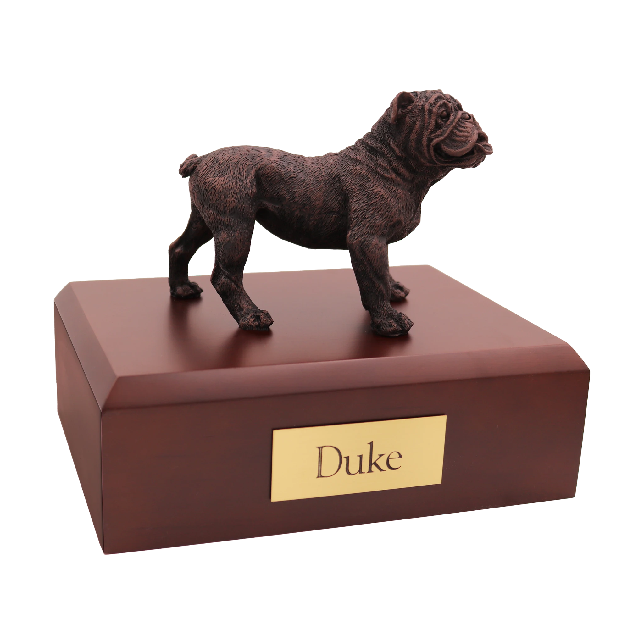 Bronze Bulldog Standing Figurine Pet Urn | Resin & Wood Memorial ...