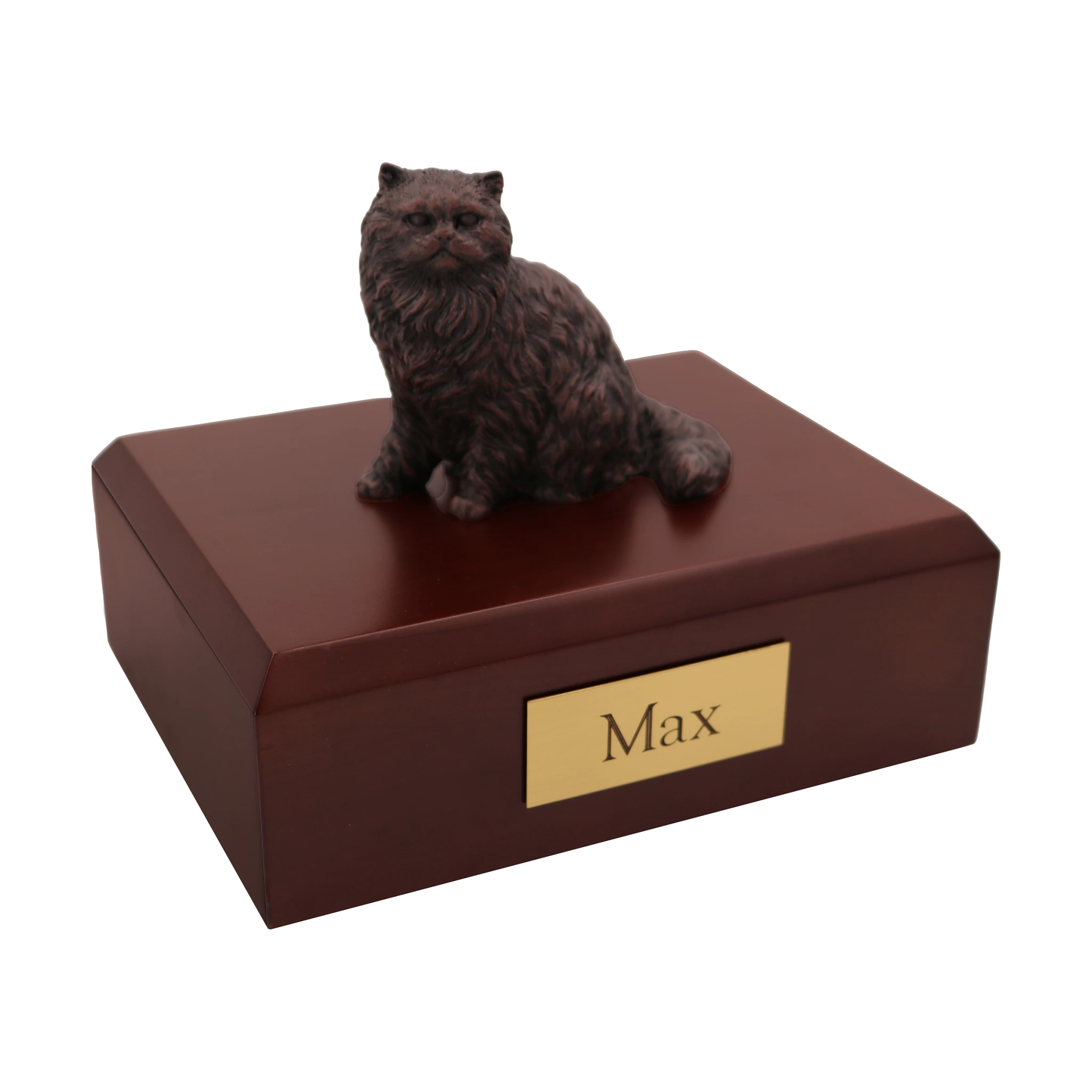 Bronze Persian Cat Pet Cremation Urn | Maple Oak Walnut Base | Funeral ...