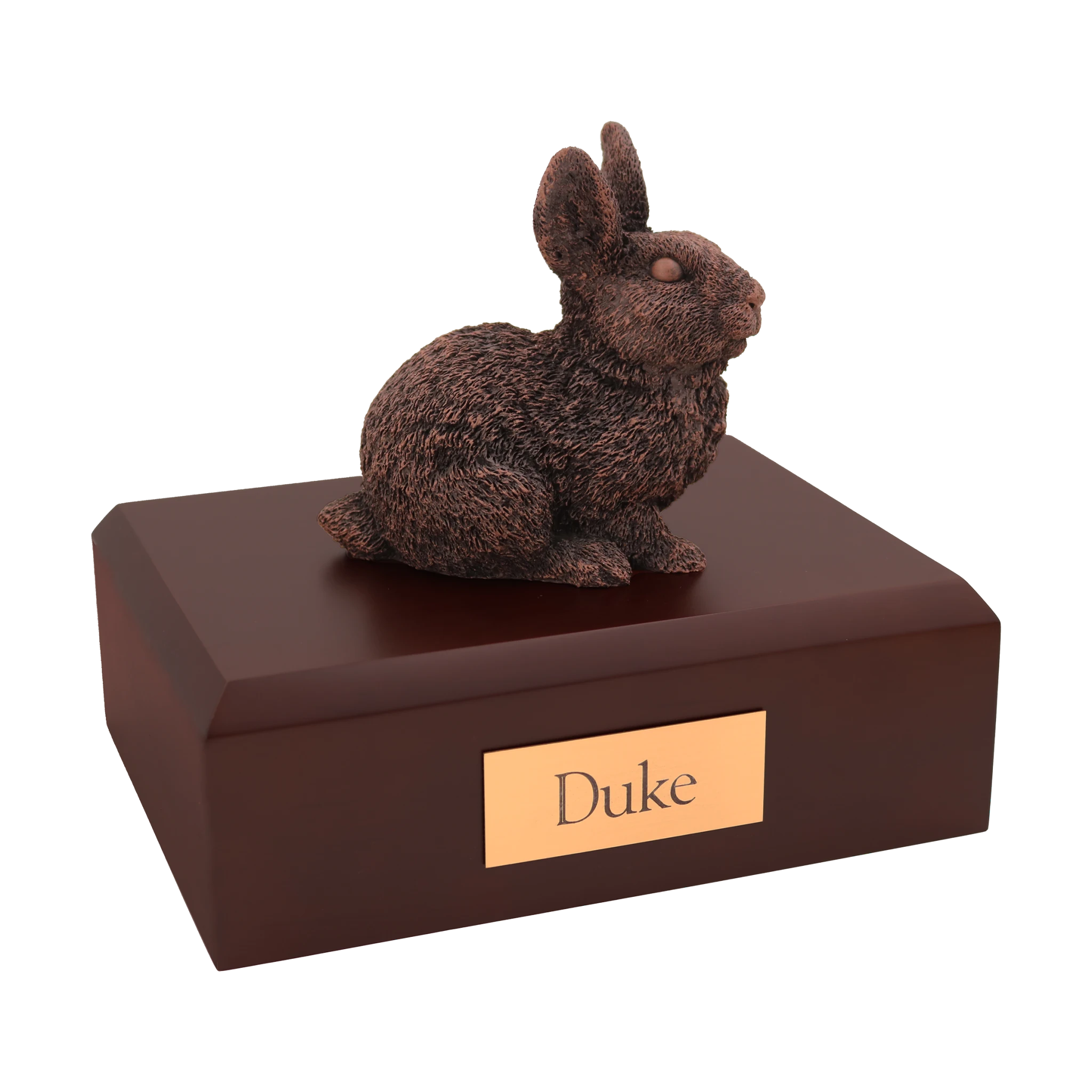 Bronze Rabbit Sitting Figurine Pet Urn | Resin & Hardwood Memorial ...