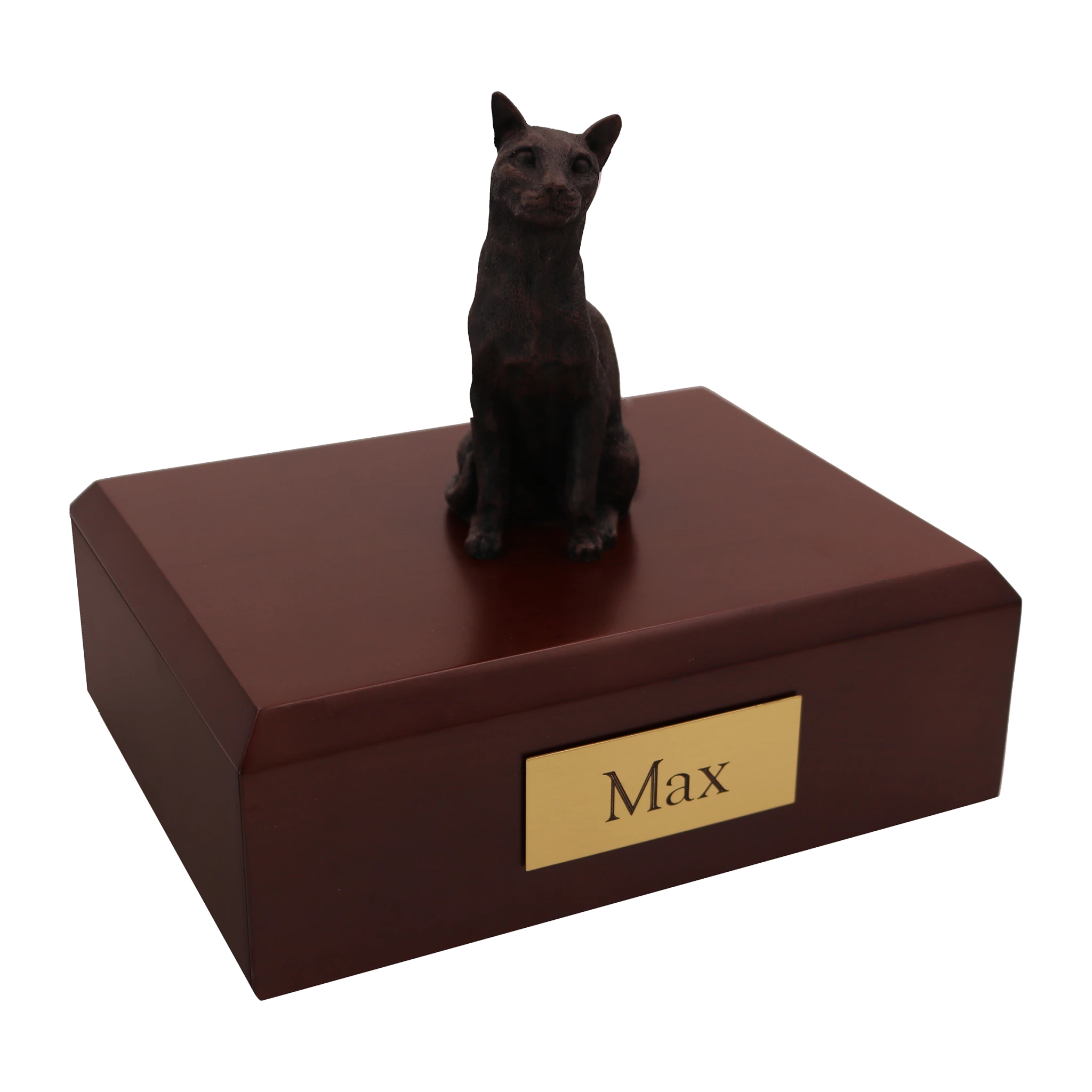 Bronze Siamese Cat Pet Cremation Urn | Maple Oak Walnut Base | Funeral ...