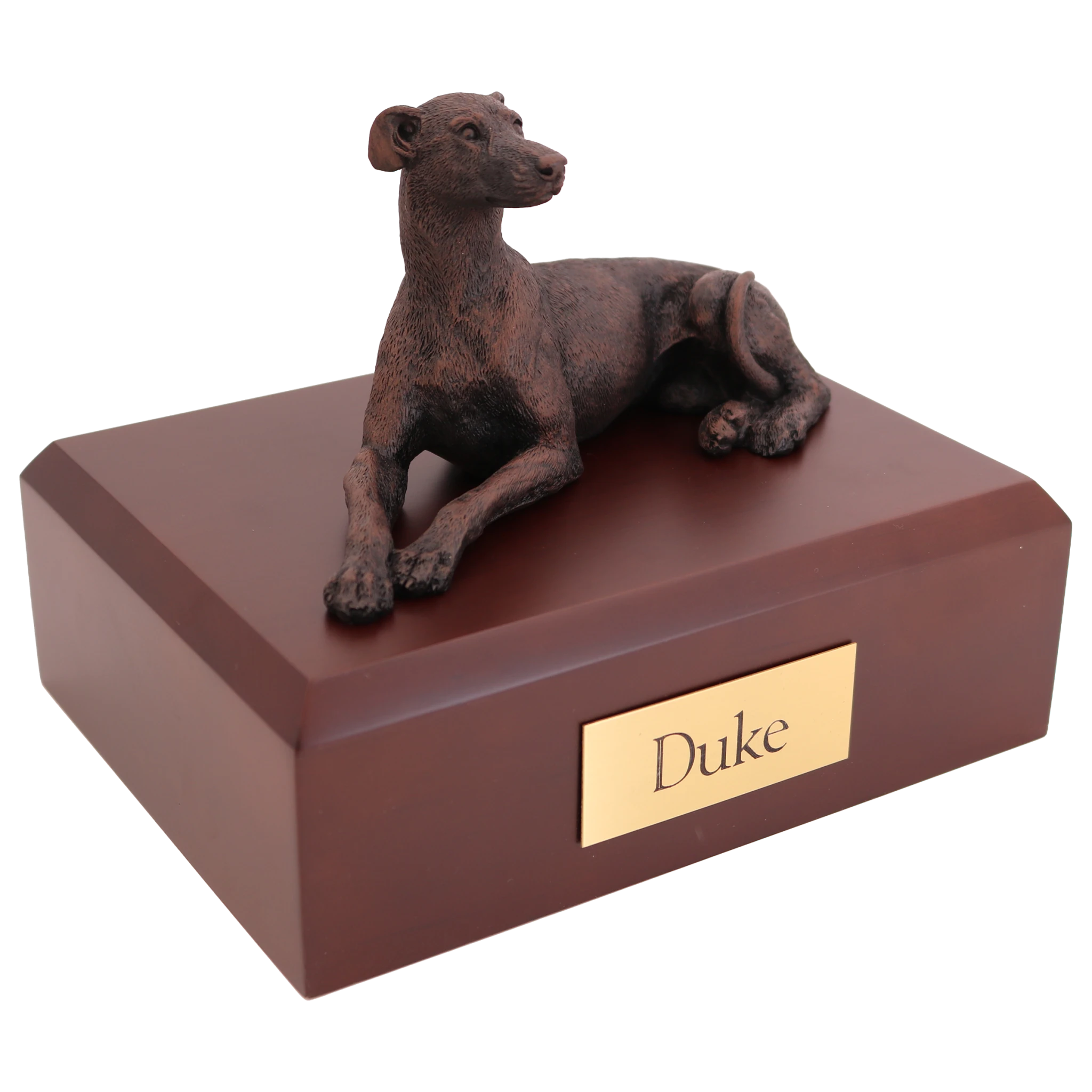 Bronze Whippet Lying Down Figurine Pet Urn | Resin & Wood Memorial ...
