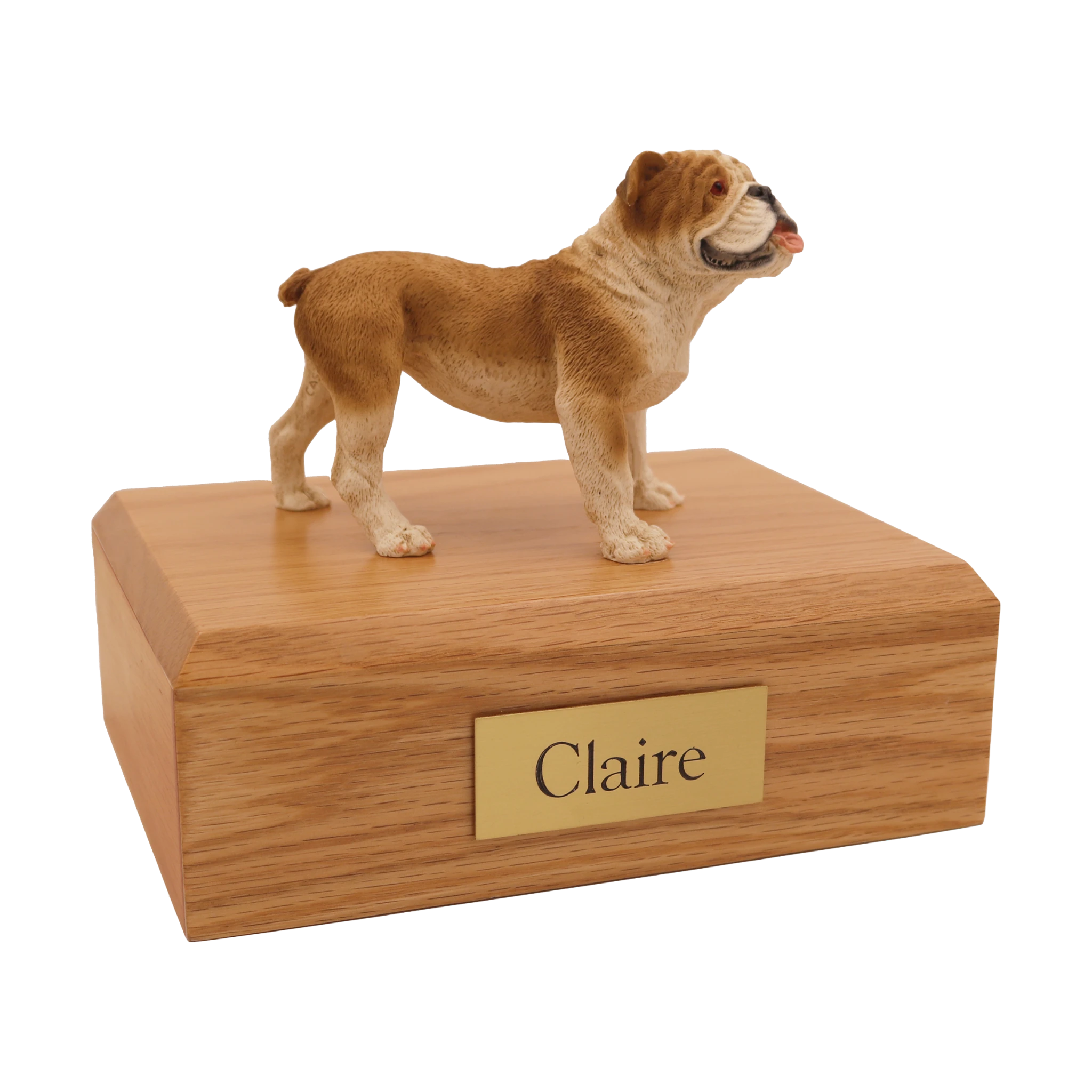 Bulldog Figurine Pet Cremation Urn | Resin and Hardwood | Funeral.com, Inc.