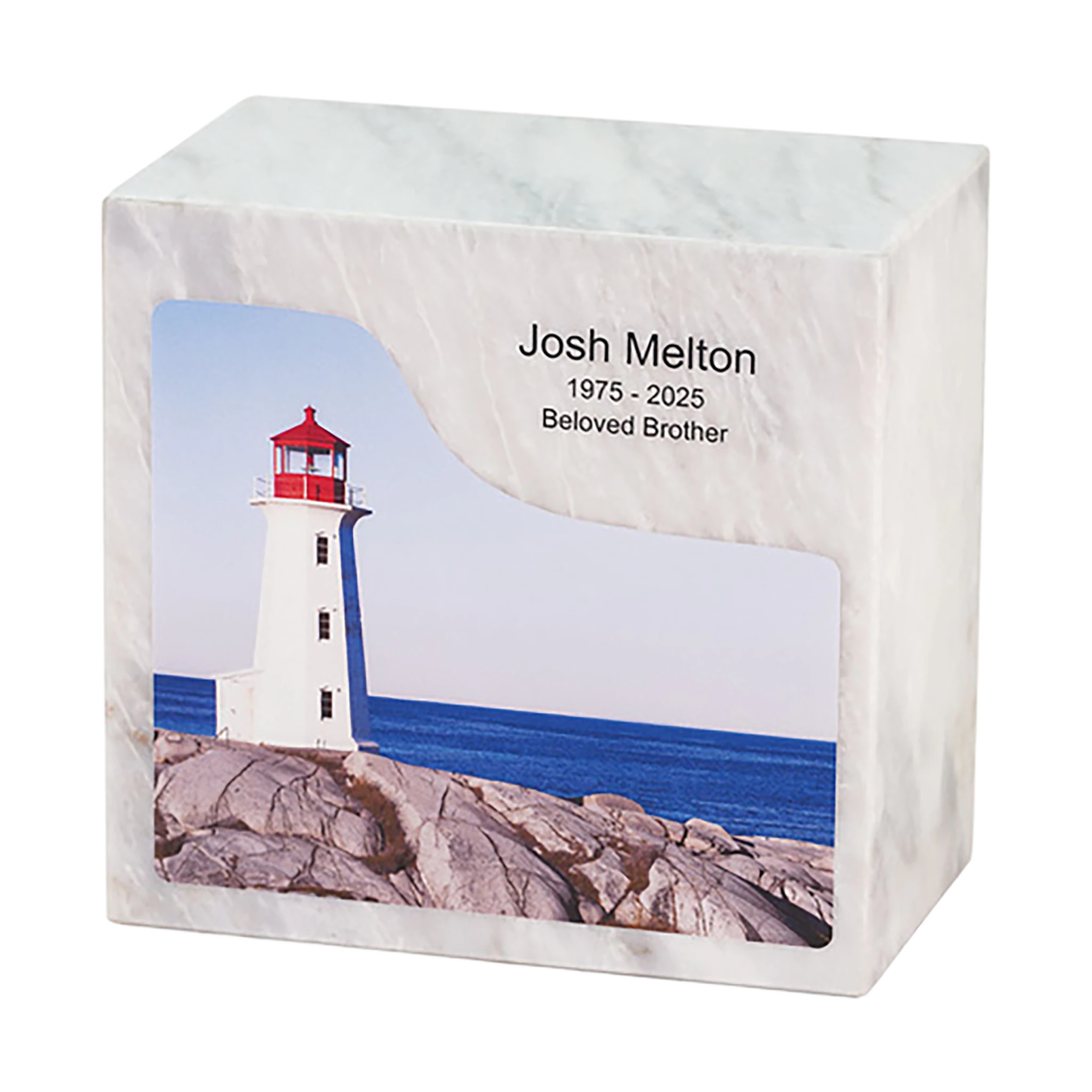 Coastal Lighthouse White Marble Adult Cremation Urn | 200 Cu In ...