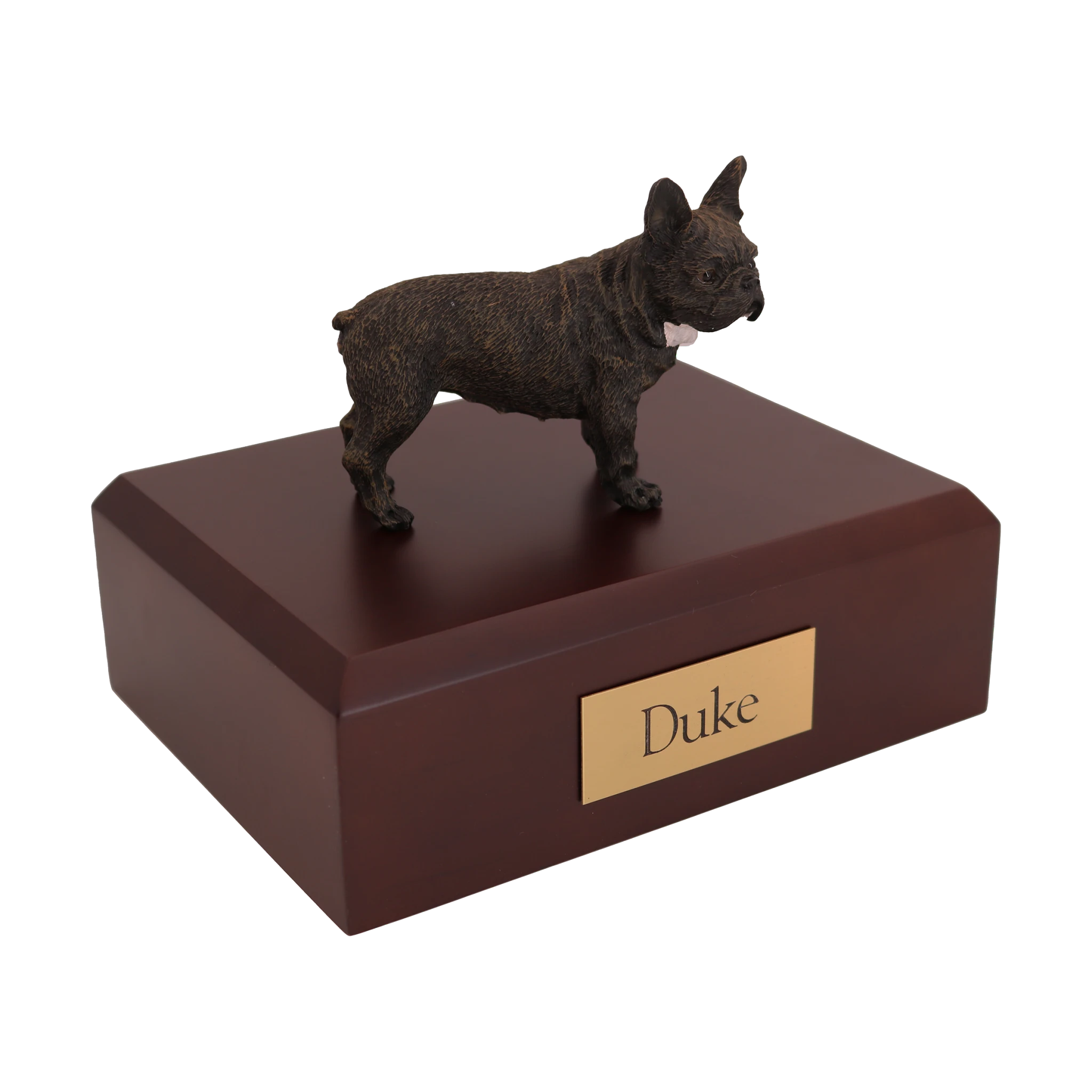 French Bulldog Figurine Pet Cremation Urn | Resin & Wood Base | Funeral ...