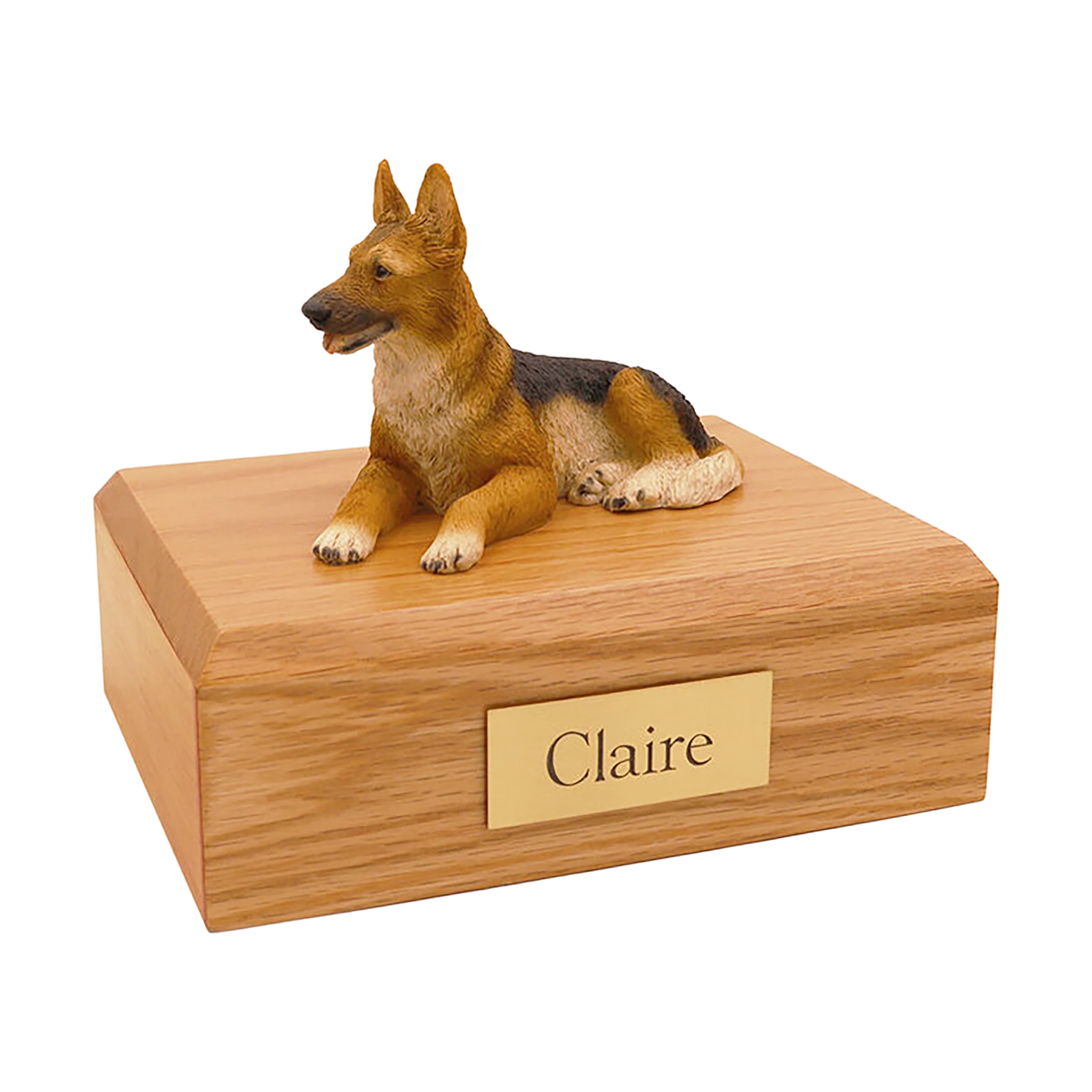 German Shepherd Lying Down Figurine Pet Cremation Urn | Resin and ...