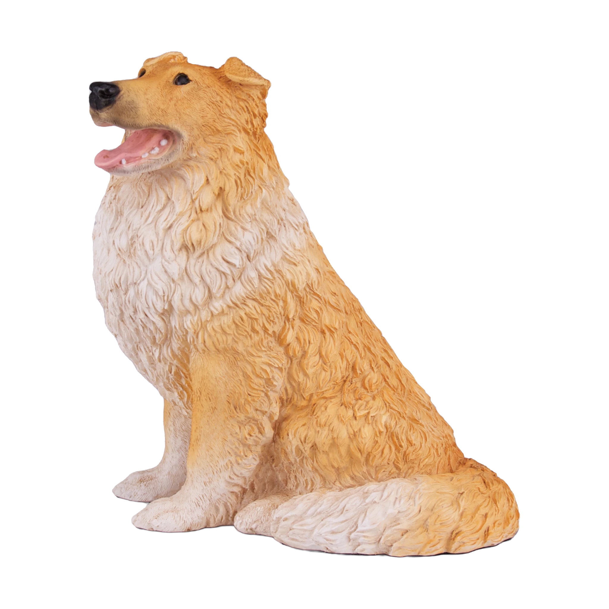 Golden & White Collie Urn | Extra Large Resin Pet Memorial | Funeral ...