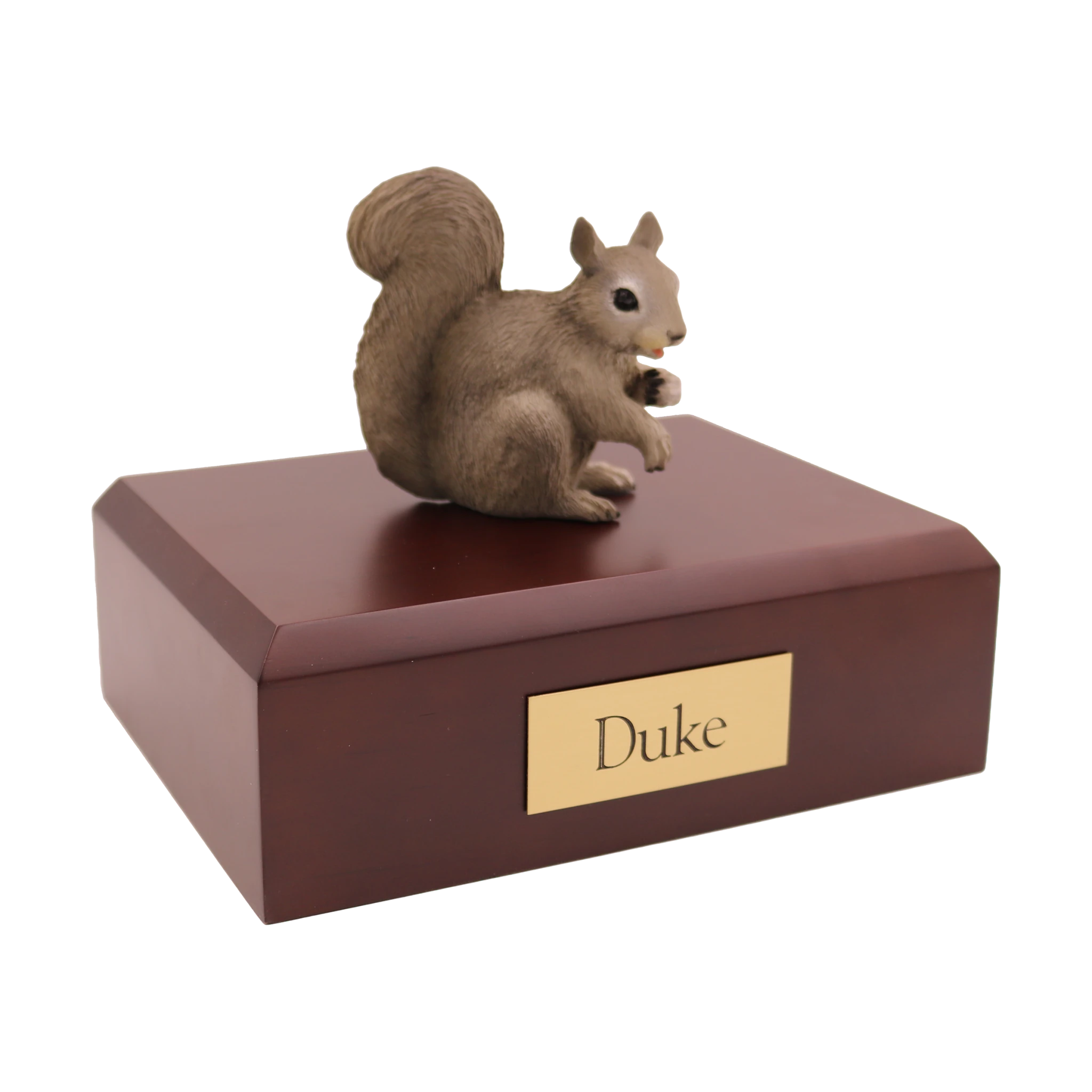 Gray Squirrel Figurine Pet Cremation Urn | Resin & Hardwood Base ...