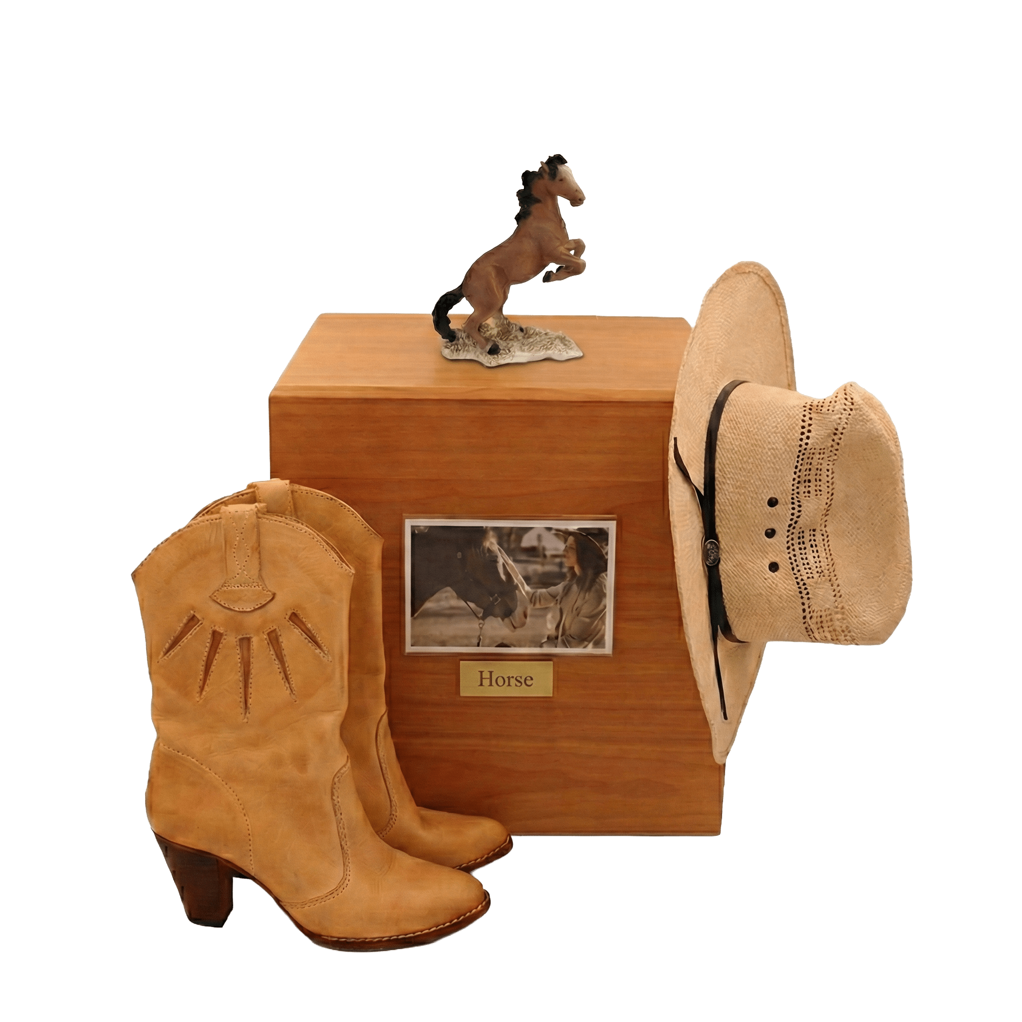 Horse Pet Urn for Pet Ashes | Brown Rearing Mustang Figurine | Funeral ...