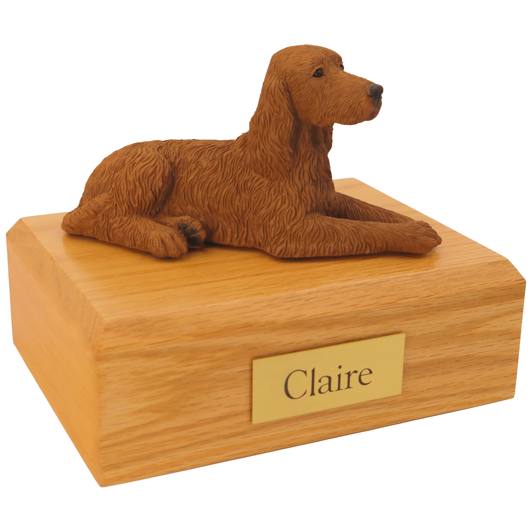 Irish Setter Pet Cremation Urn | Light Brown Resin Figurine | Funeral ...