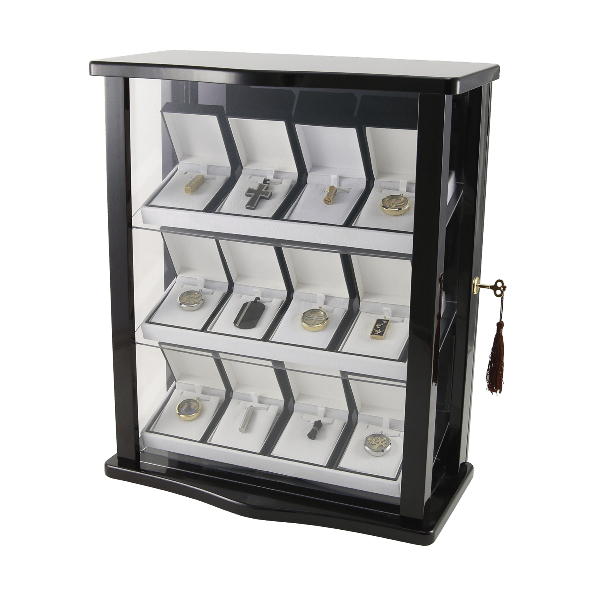 Cherry MDF Jewelry Display Case for Cremation Keepsakes | Funeral.com, Inc.