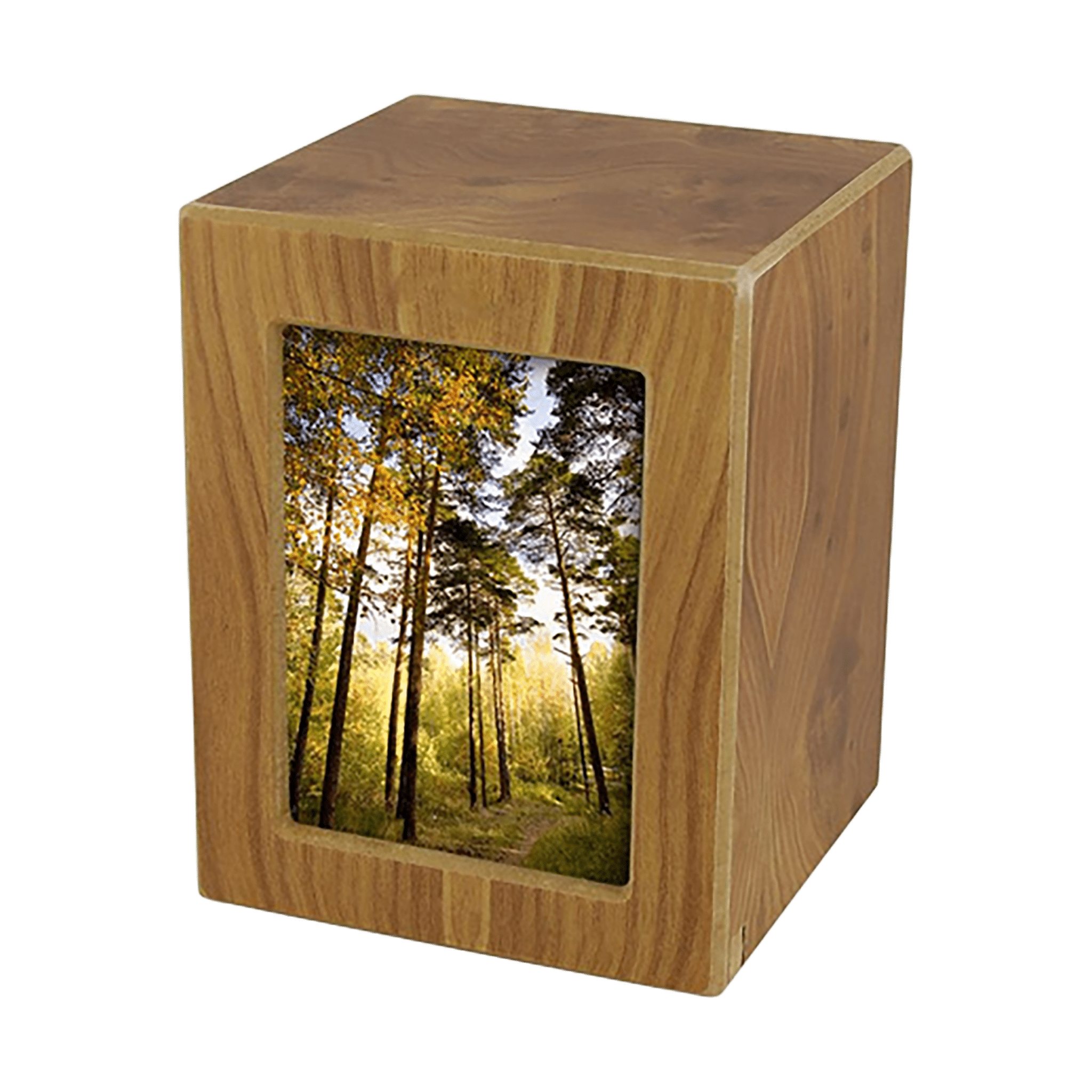 Large Natural Wood Pet Urn with Photo Frame | 85 Cu In | Funeral.com, Inc.