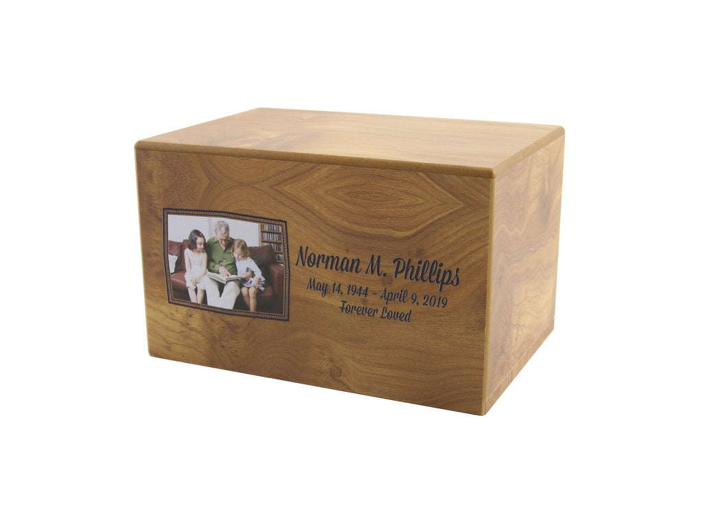 Natural MDF Woodgrain Adult Cremation Box Urn | Funeral.com, Inc.