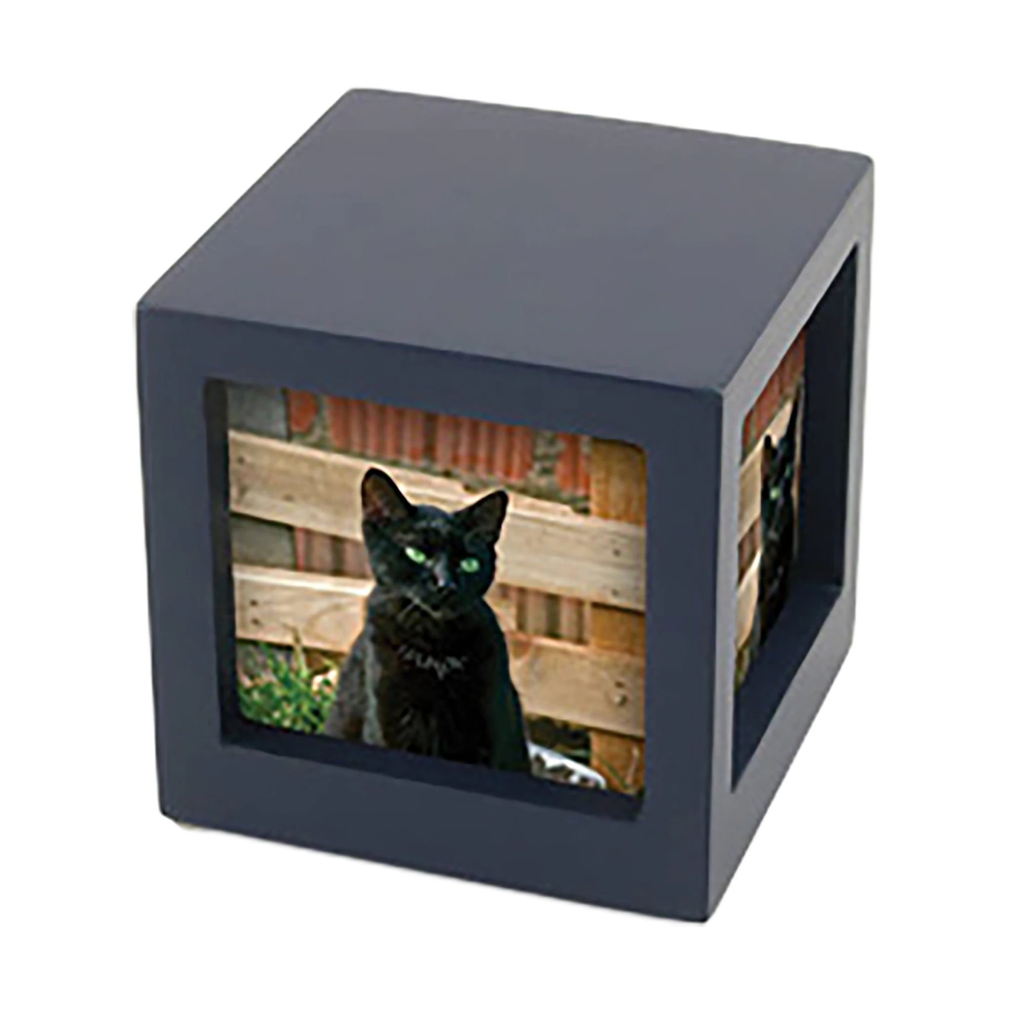 Navy Photo Cube Small Pet Cremation Urn | Funeral.com, Inc.