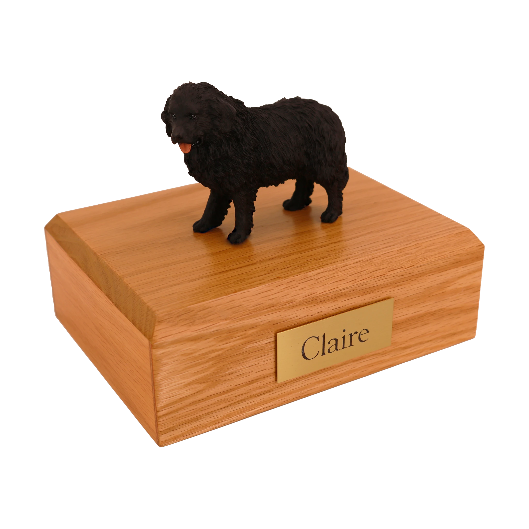 Newfoundland Figurine Pet Cremation Urn | Resin & Hardwood | Funeral ...