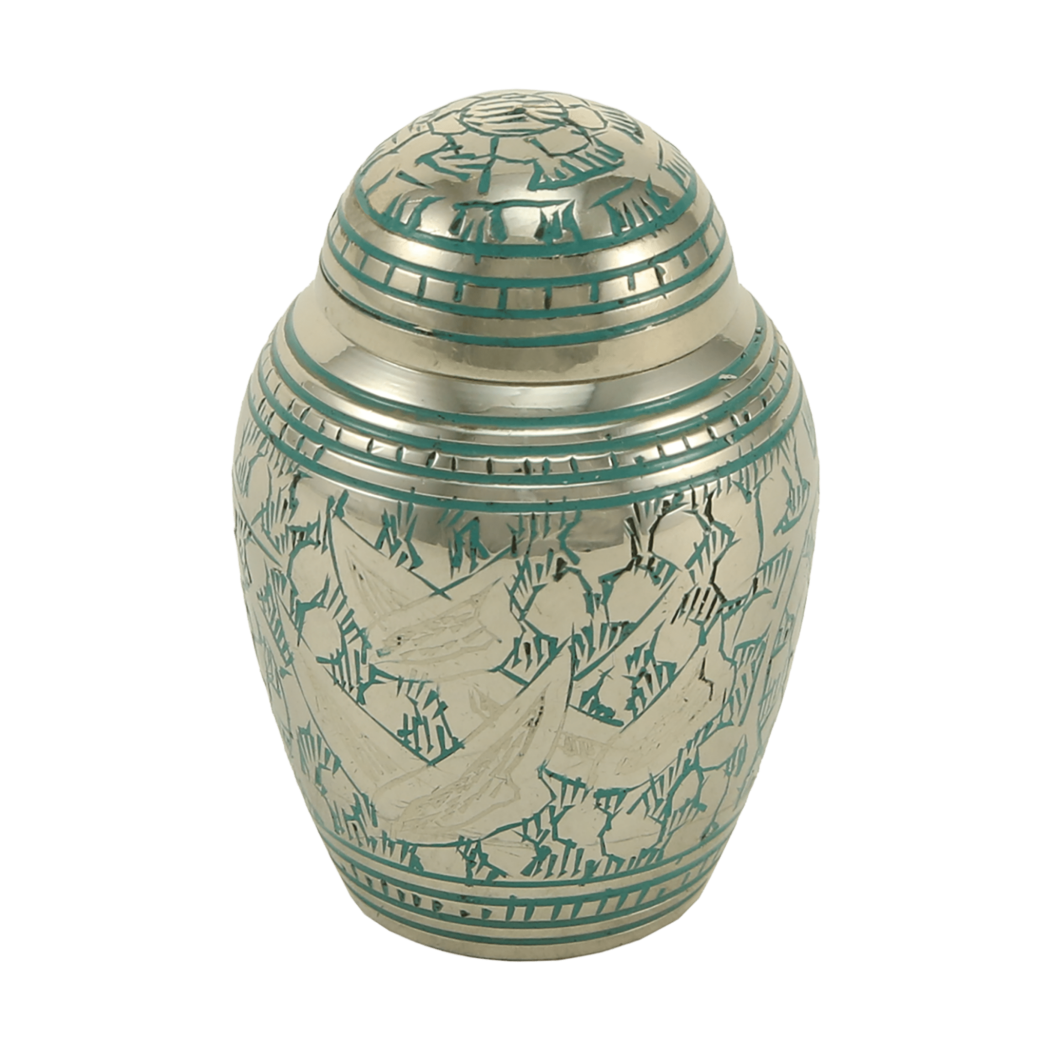 Engraved Flying Birds Pet Urn in Nickel Brass | Keepsake | Funeral.com ...