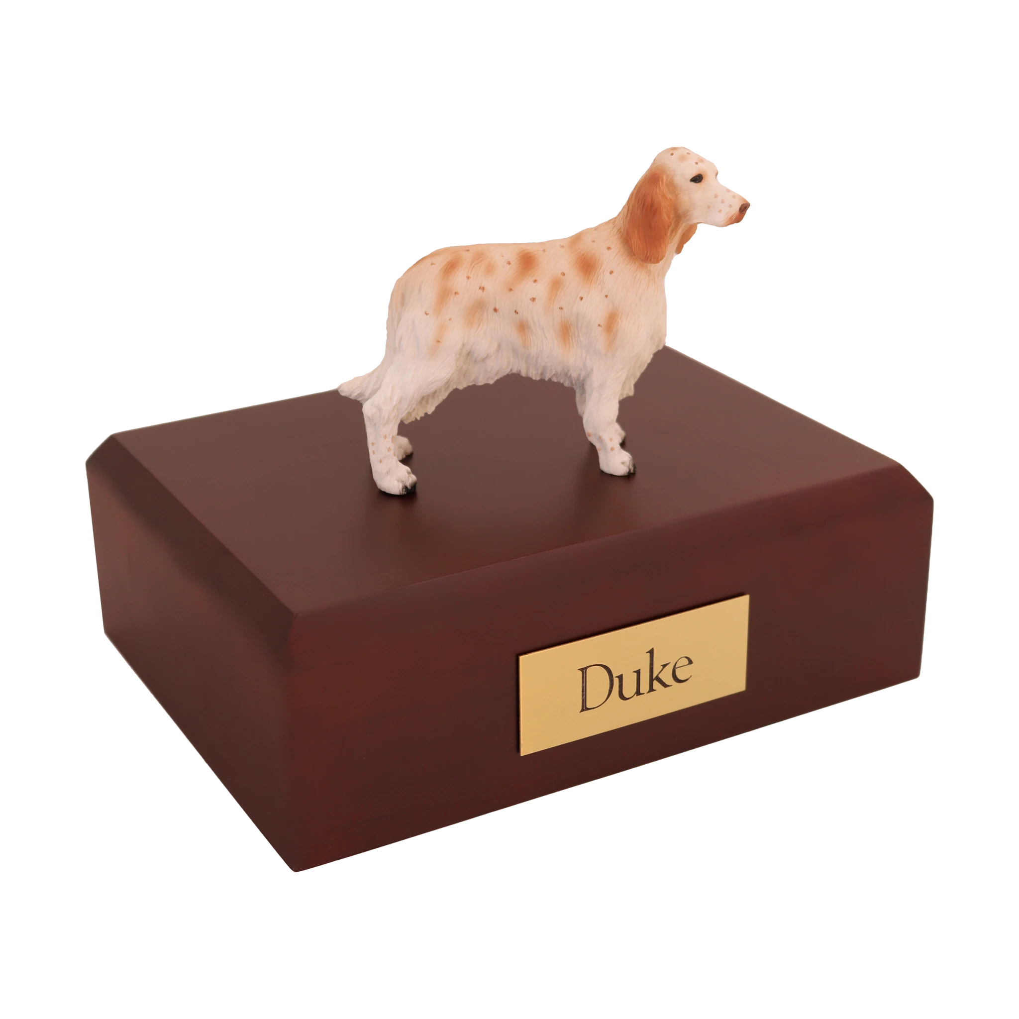 English Setter Pet Cremation Urn | Resin Orange Belton Figurine ...