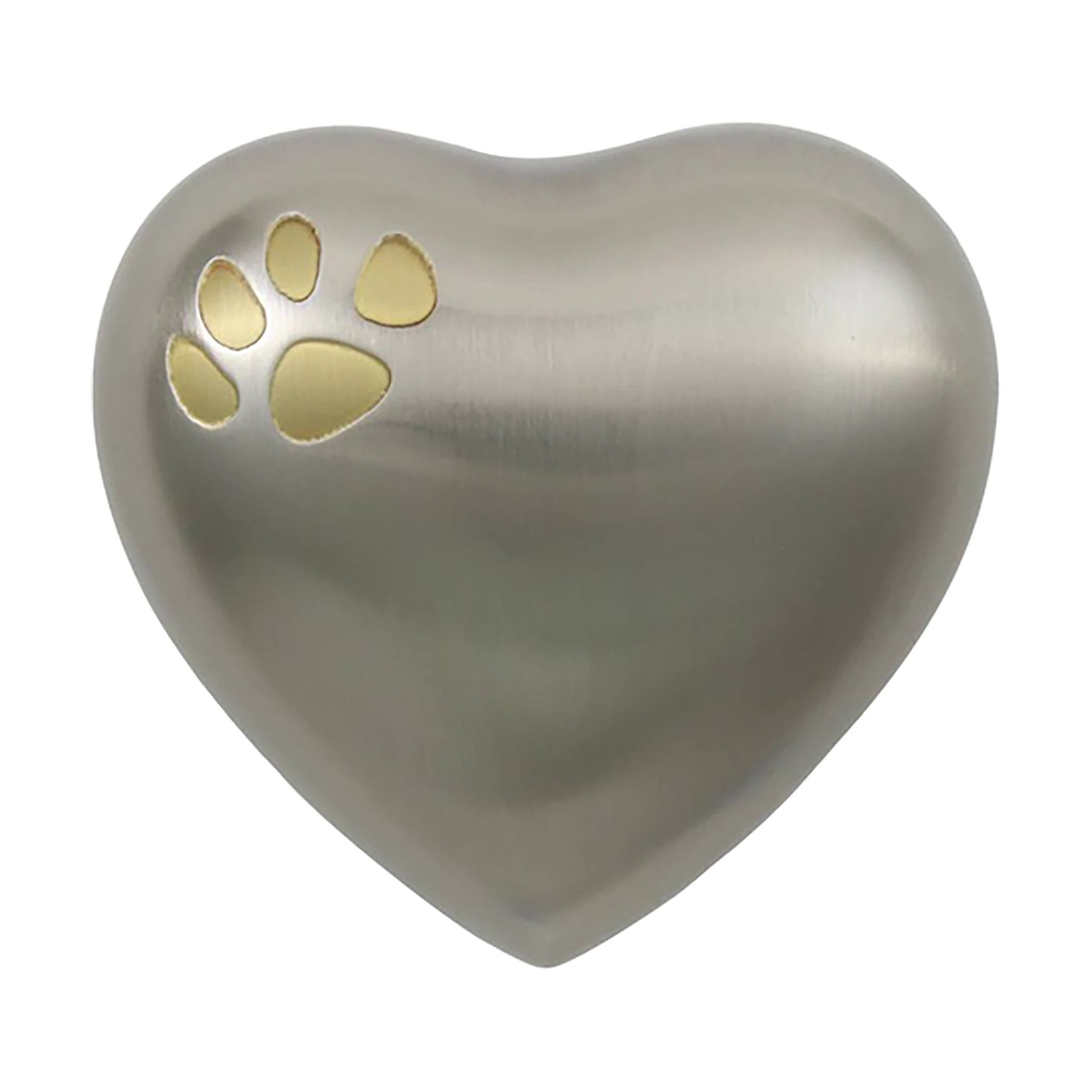 Pewter Brass Heart Keepsake Pet Urn with Paw Print | 3 Cu In | Funeral ...