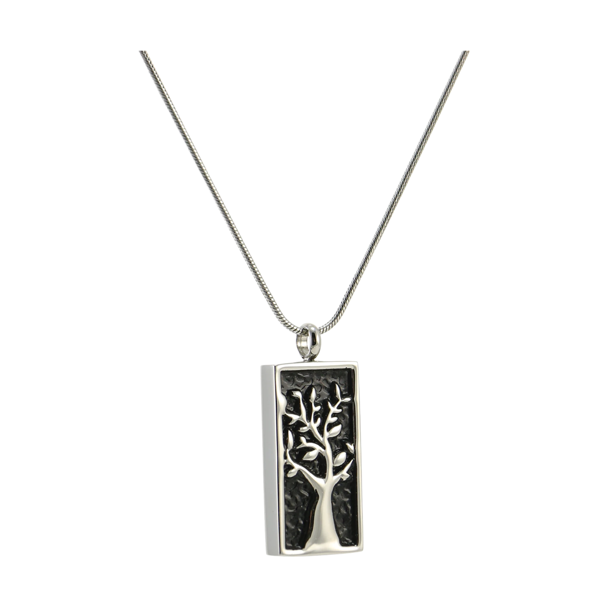 Pewter & Onyx Embossed Tree of Life Cremation Jewelry | Funeral.com, Inc.