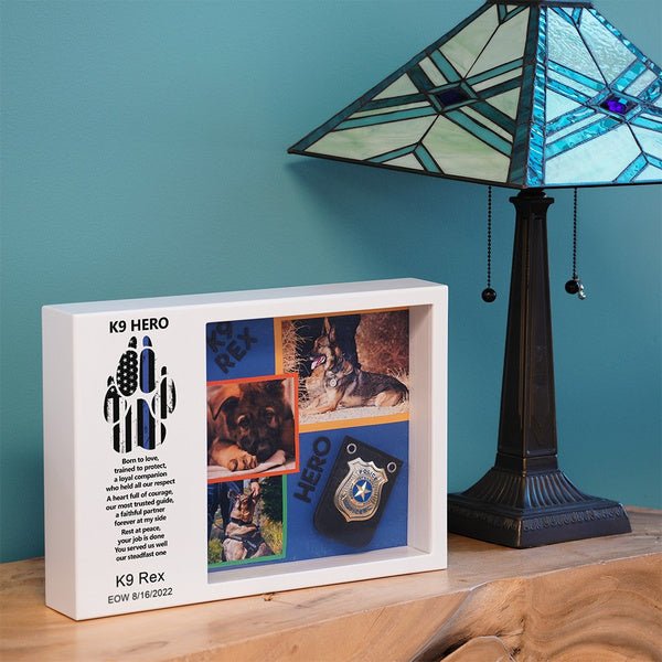 Shadow Box Urn for Pet Ashes | K9 Hero Paw Print Design | Funeral.com, Inc.