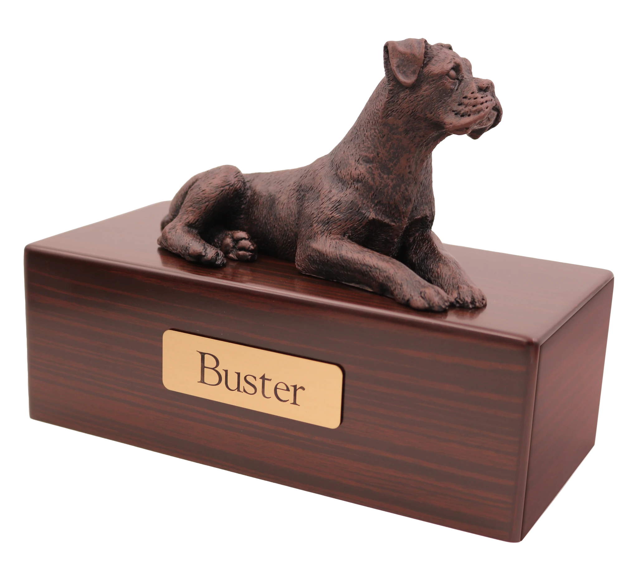 Simply Series Bronze Boxer Pet Urn | Oak & Walnut Options | Funeral.com ...