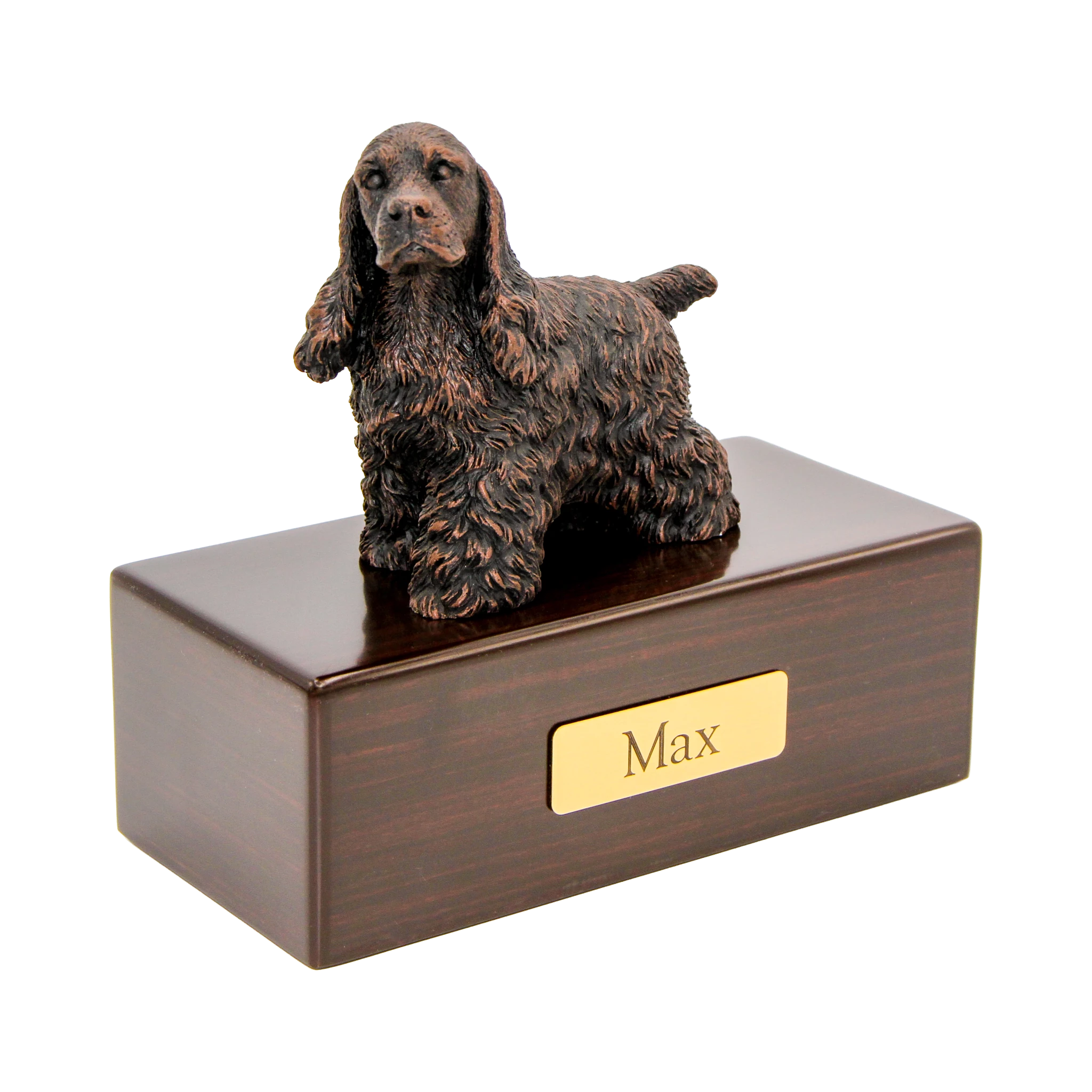 Simply Series Bronze Cocker Spaniel Pet Urn | Oak & Walnut Options ...