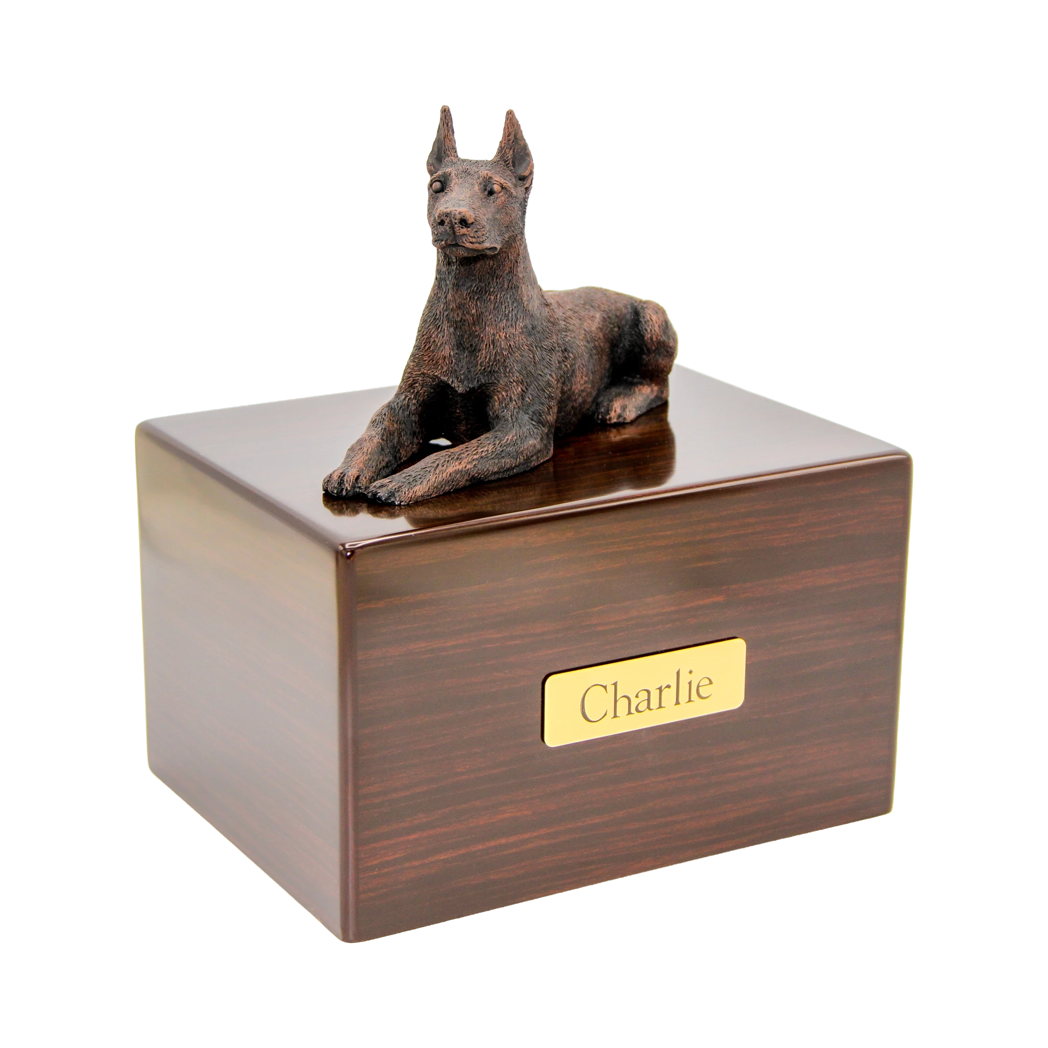 Simply Series Bronze Doberman Pet Urn | Oak & Walnut Options | Funeral ...