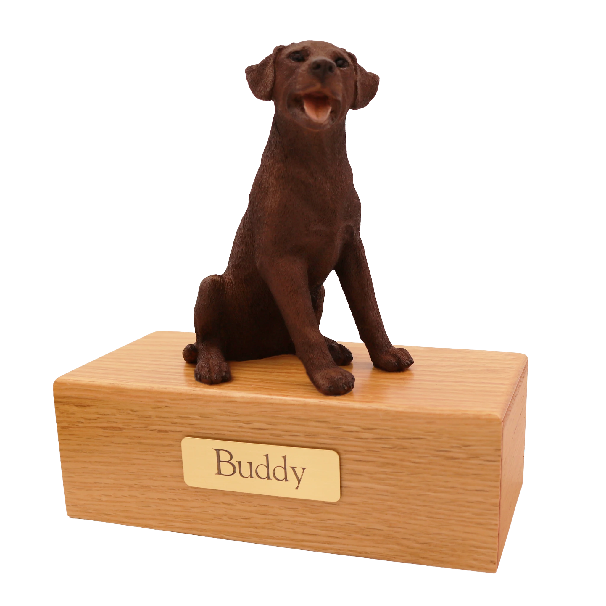 Chocolate Labrador Figurine Pet Urn | Oak & Walnut Base Options ...