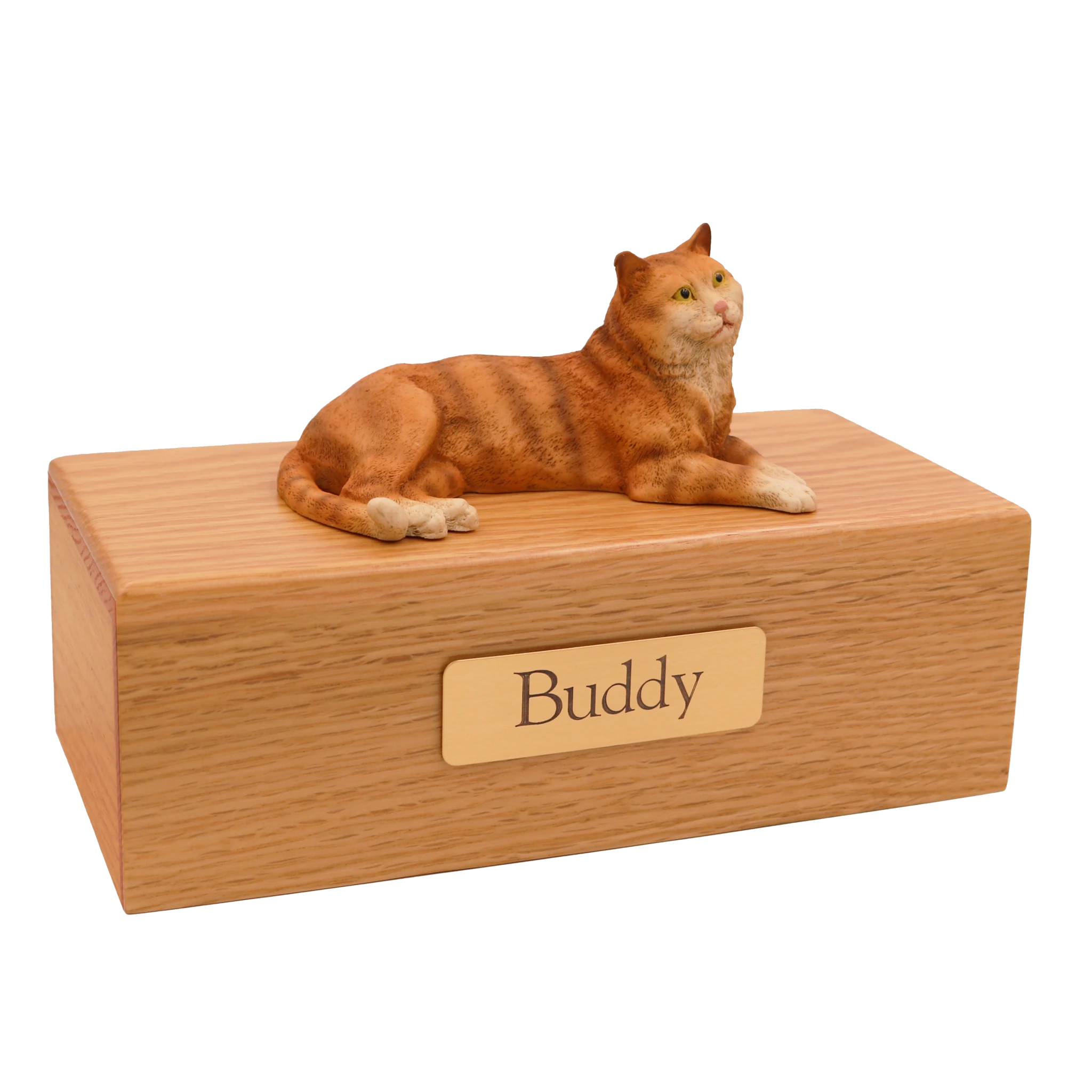 Simply Series Cat Urn for Pet Ashes | Oak & Walnut | Funeral.com, Inc.
