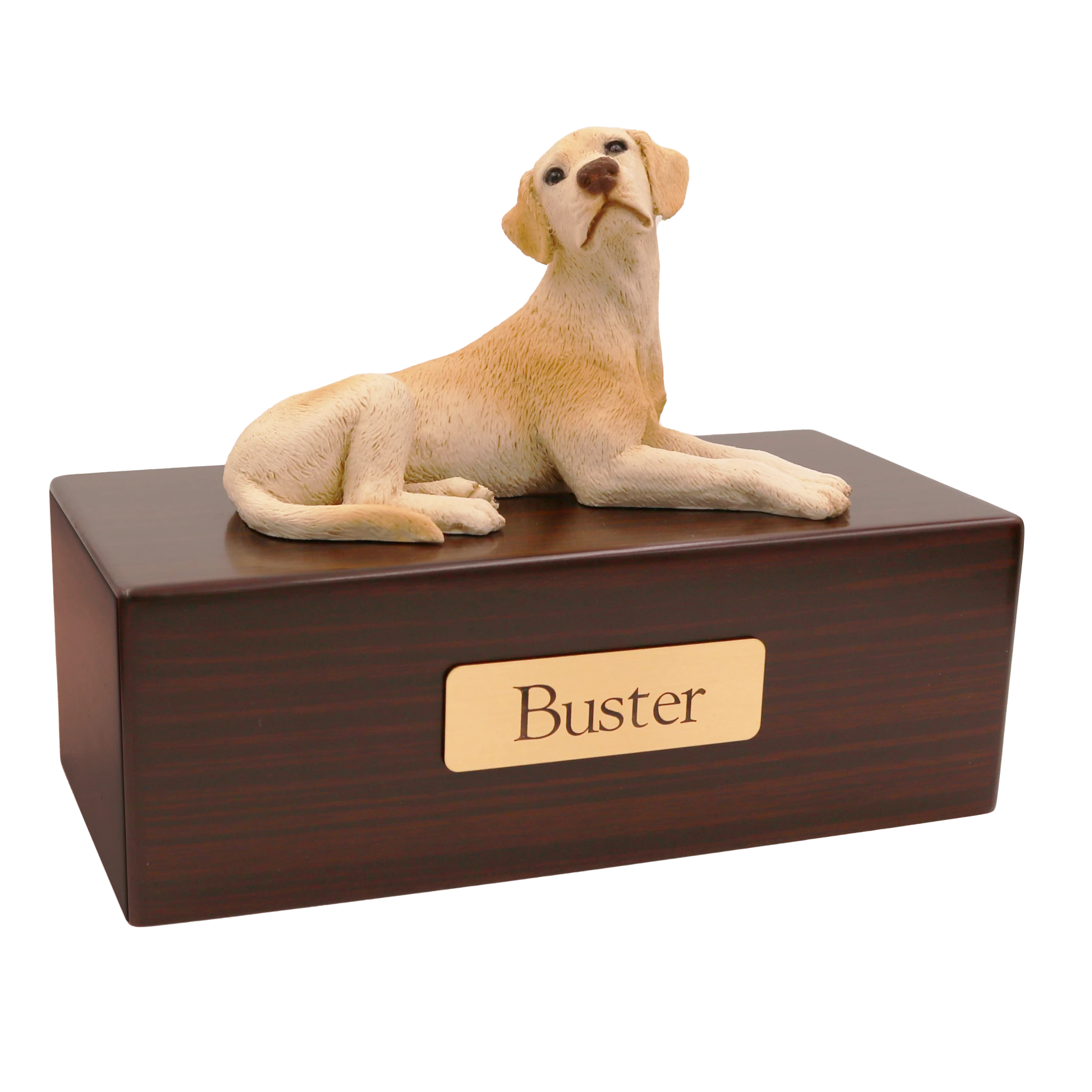 Yellow Labrador Figurine Pet Urn | Oak & Walnut Base Options | Funeral ...