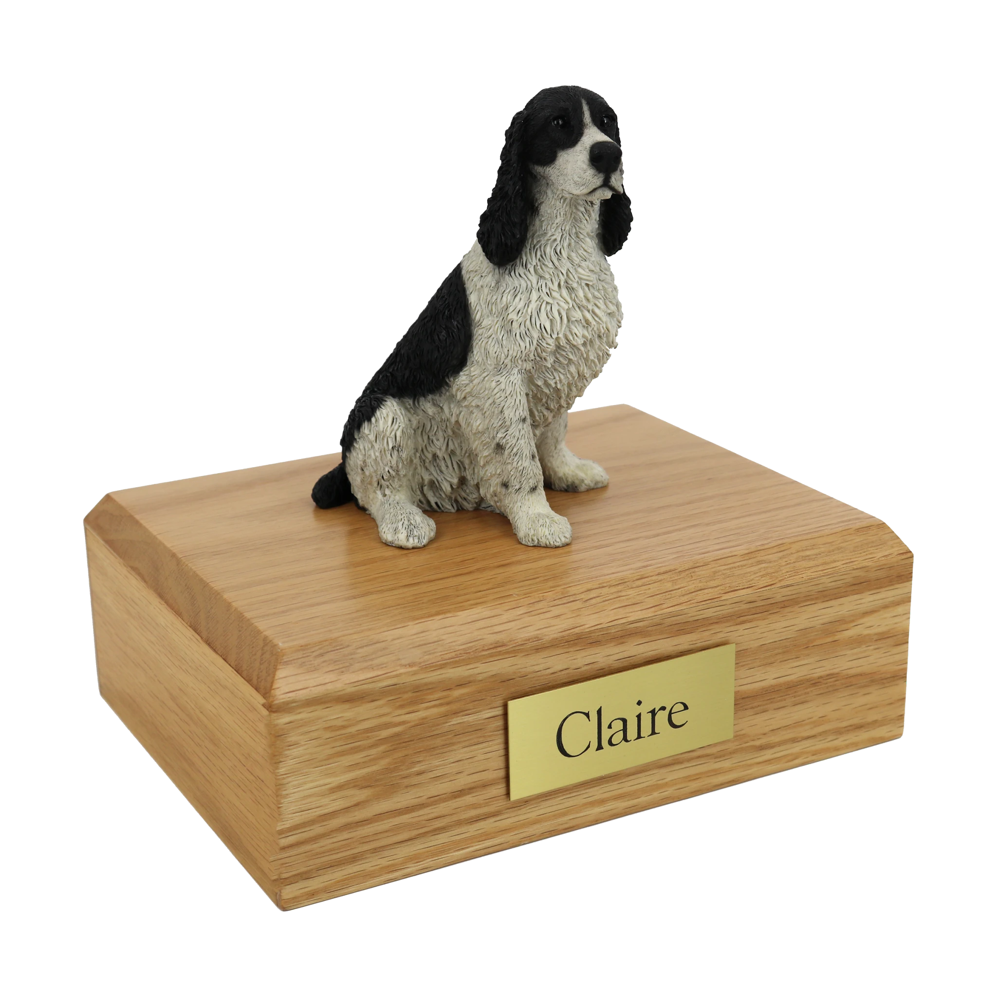 Springer Spaniel Figurine Pet Cremation Urn | Resin and Hardwood ...