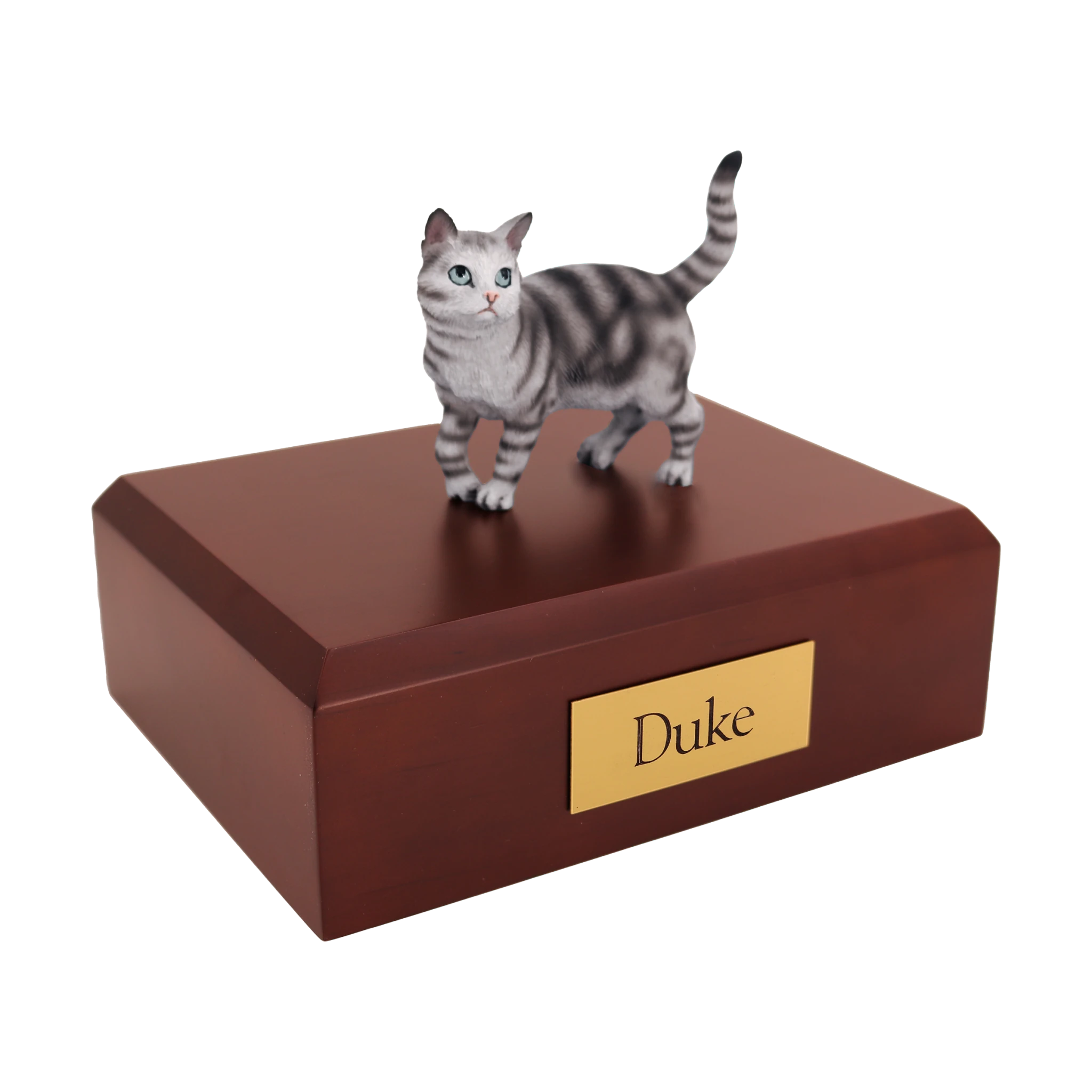 Standing Tabby & Silver Shorthair Cat Urn | Resin Figurine Memorial Urn ...